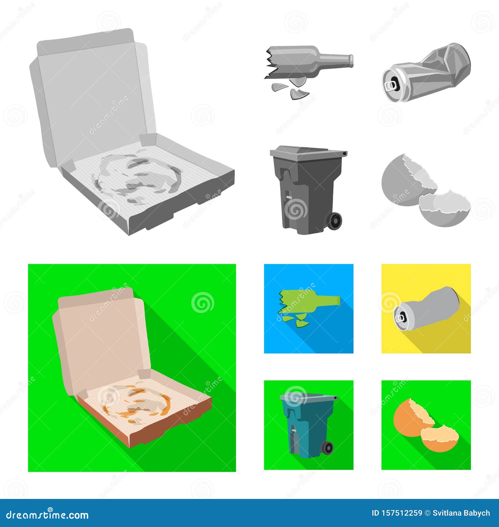 Vector Illustration of Refuse and Junk Symbol. Collection of Refuse and ...