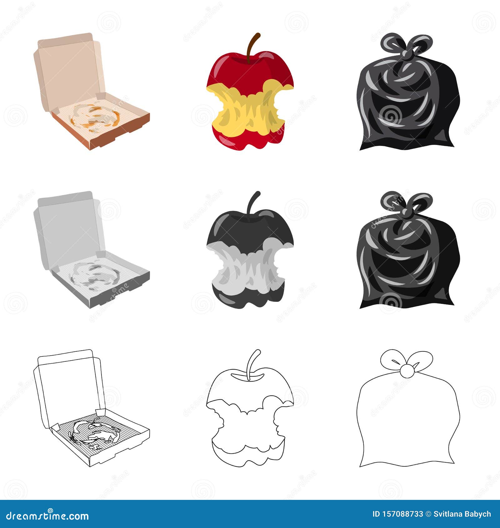 Vector Illustration of Refuse and Junk Symbol. Collection of Refuse and ...