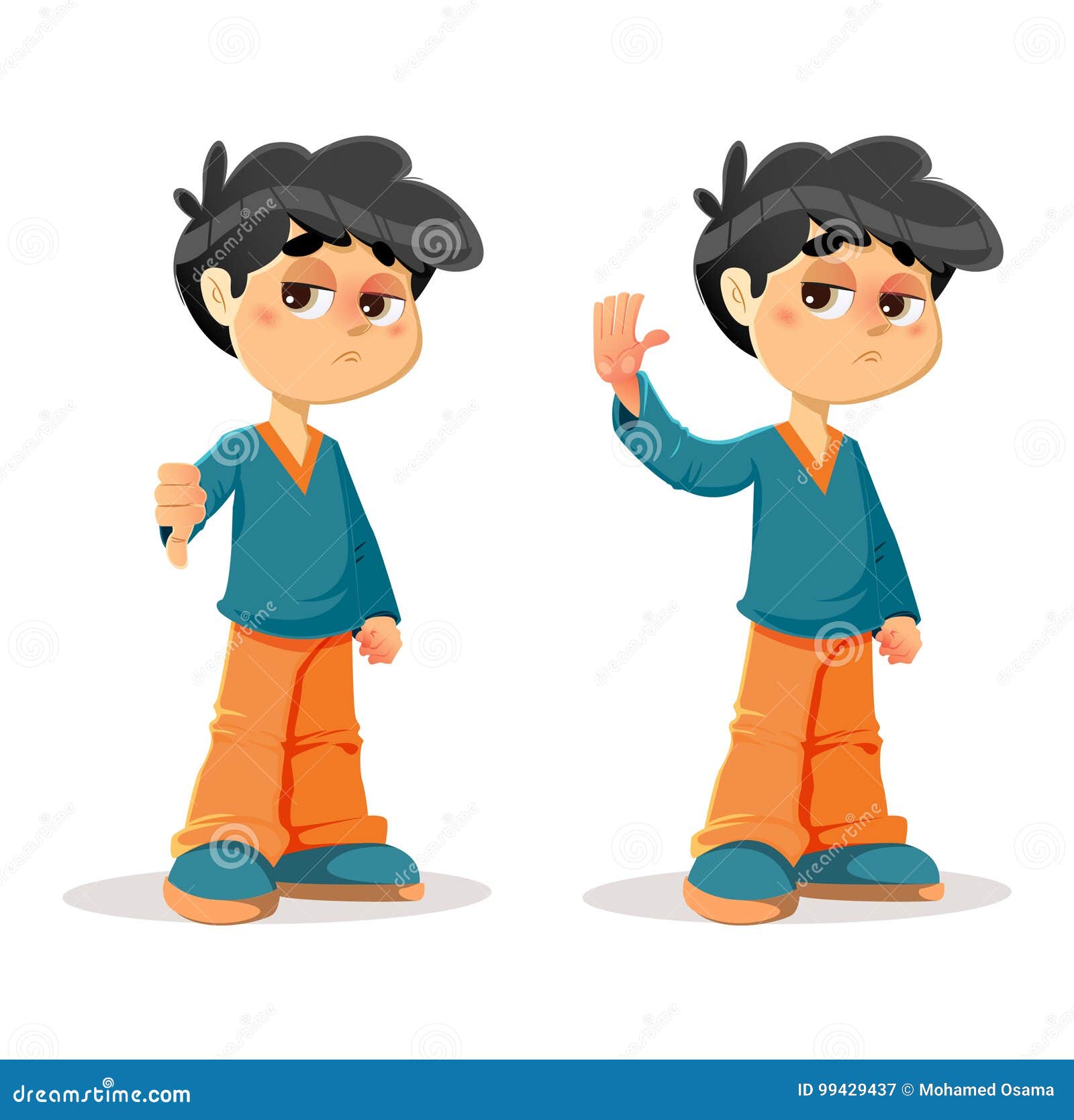 Refusing Rejecting Young Boy Expressions Cartoon Vector | CartoonDealer ...