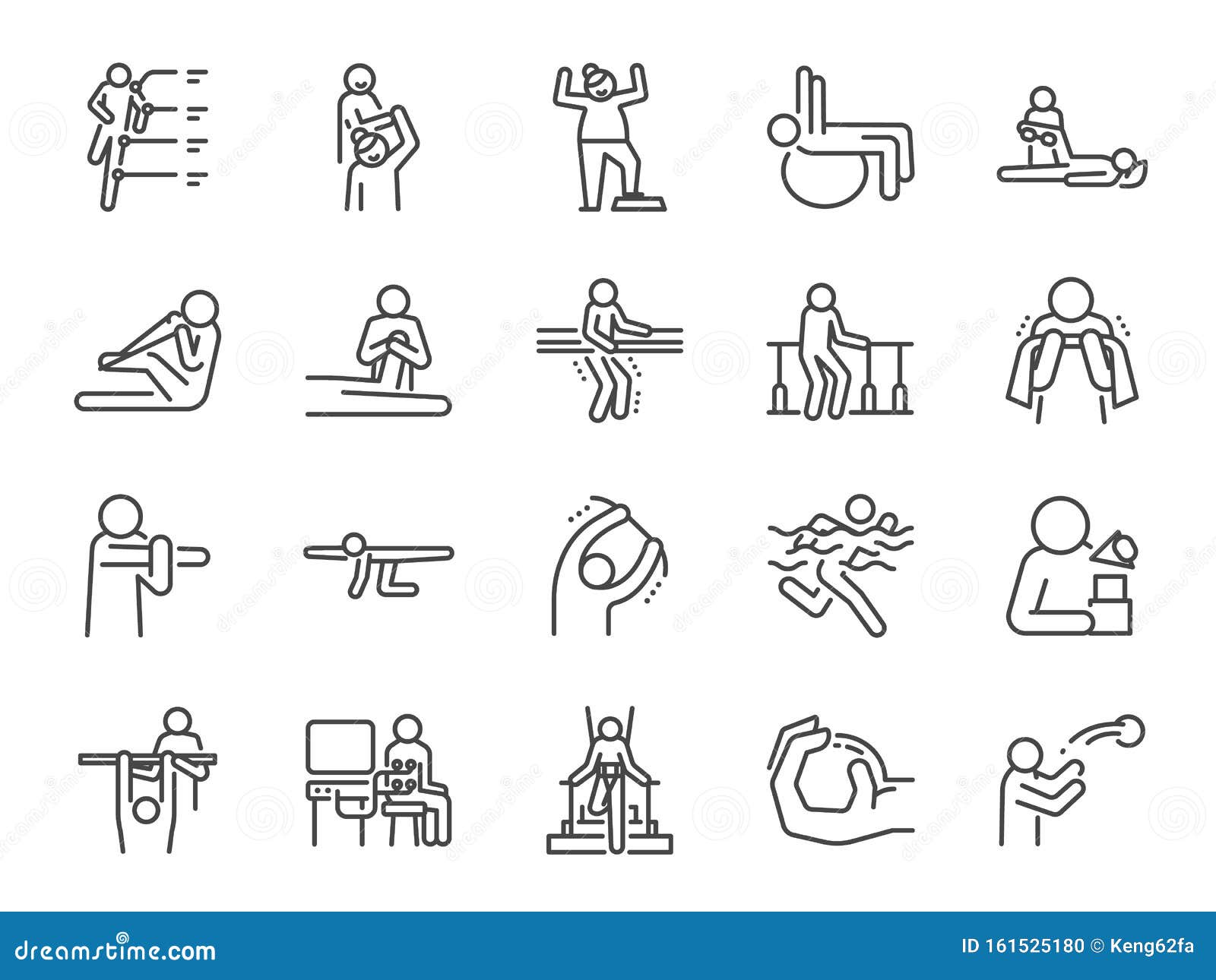 Rehabilitation Line Icon Set. Included Icons As Recovery, Physical ... Rehabilitation Line Icon Set. Included Icons As Recovery, Physical ...
