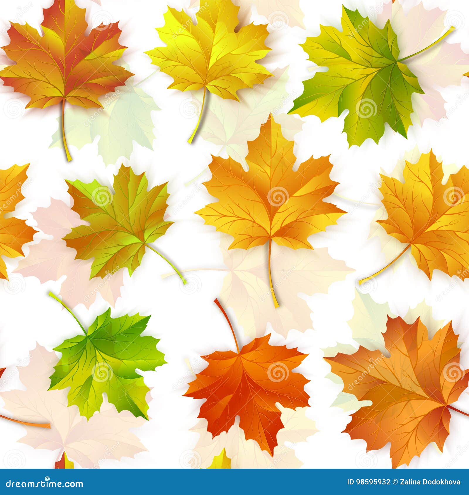 Vector Illustration of a Repeating Pattern of Maple Autumn Leaves Stock ...