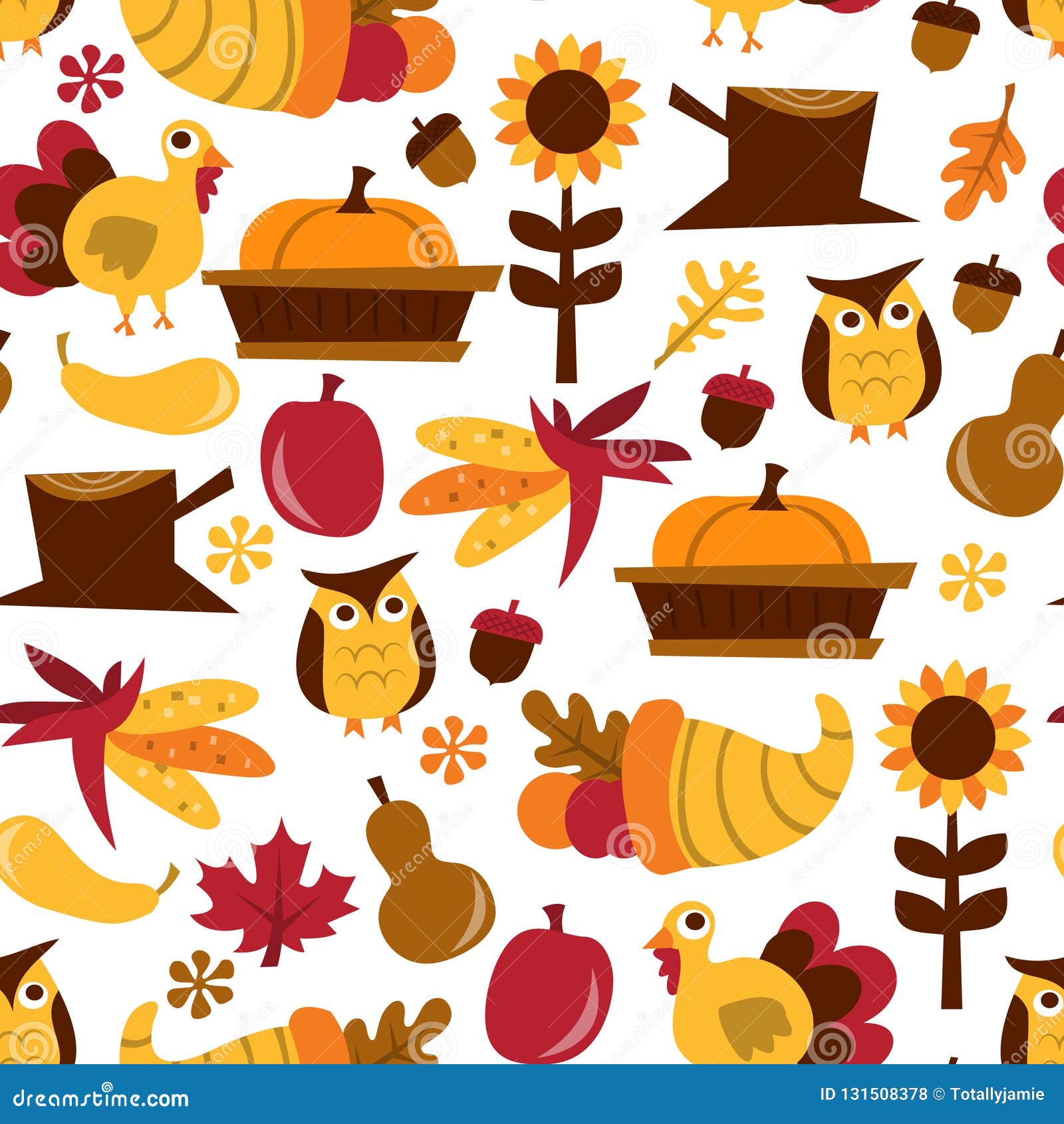 Retro Fall Harvest Seamless Pattern Background Stock Vector ...