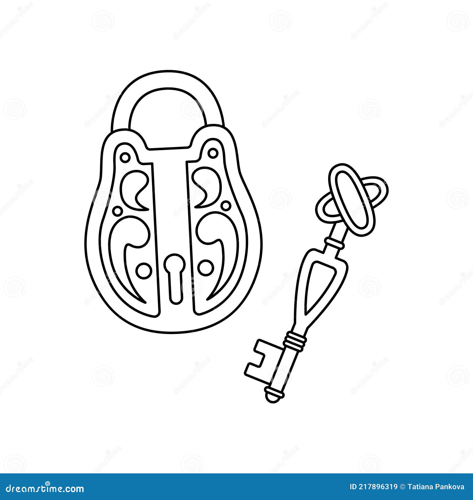 Vector Illustration of Retro Key and Lock Stock Vector - Illustration ...