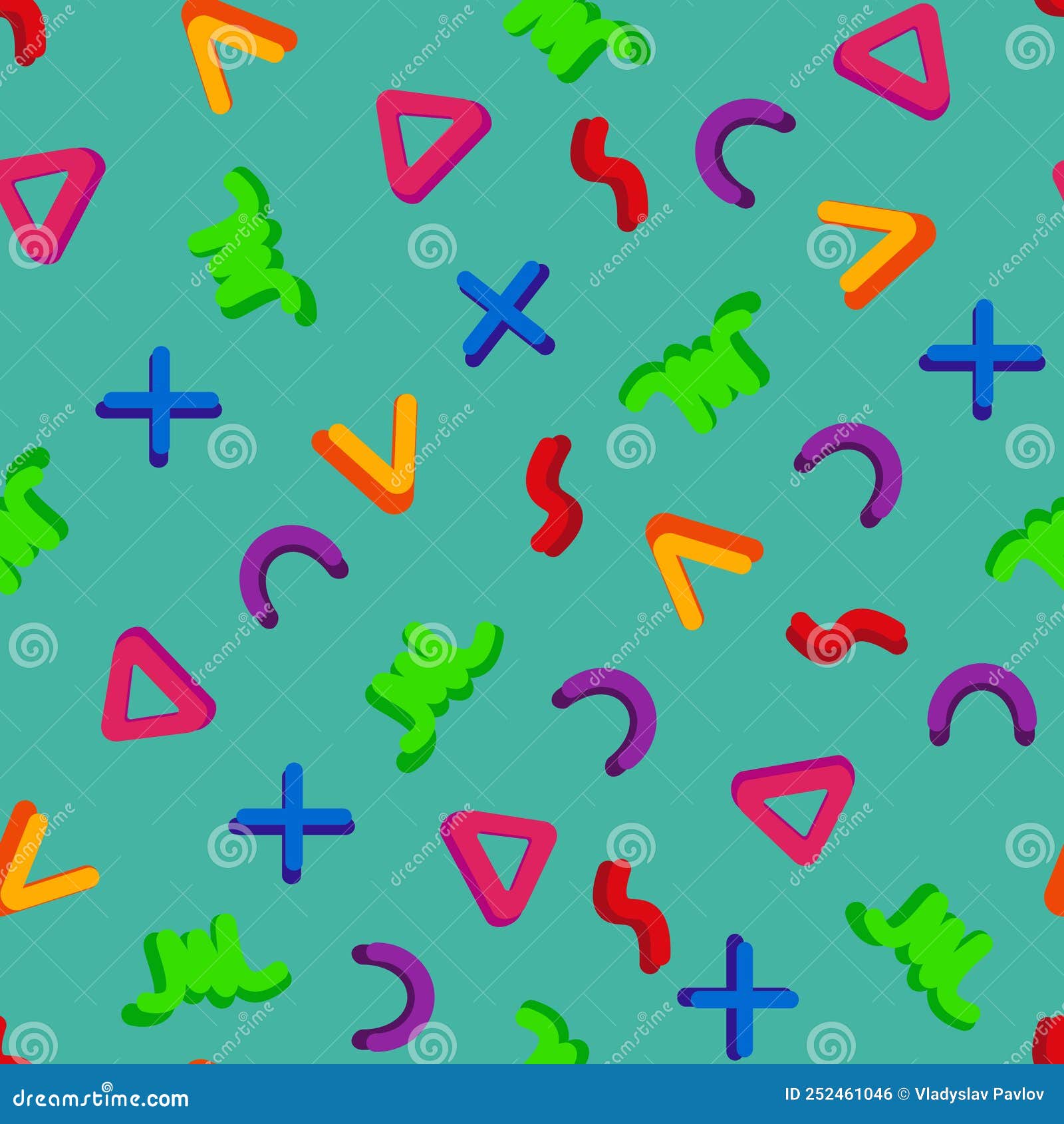 Retro Memphis Seamless Color Pattern. 80-90s. Vector Illustration Stock ...