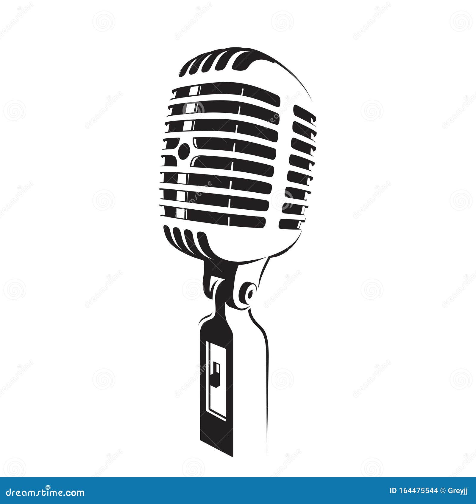 Illustration of Retro Microphone Light Silhouette Over White Editorial ...