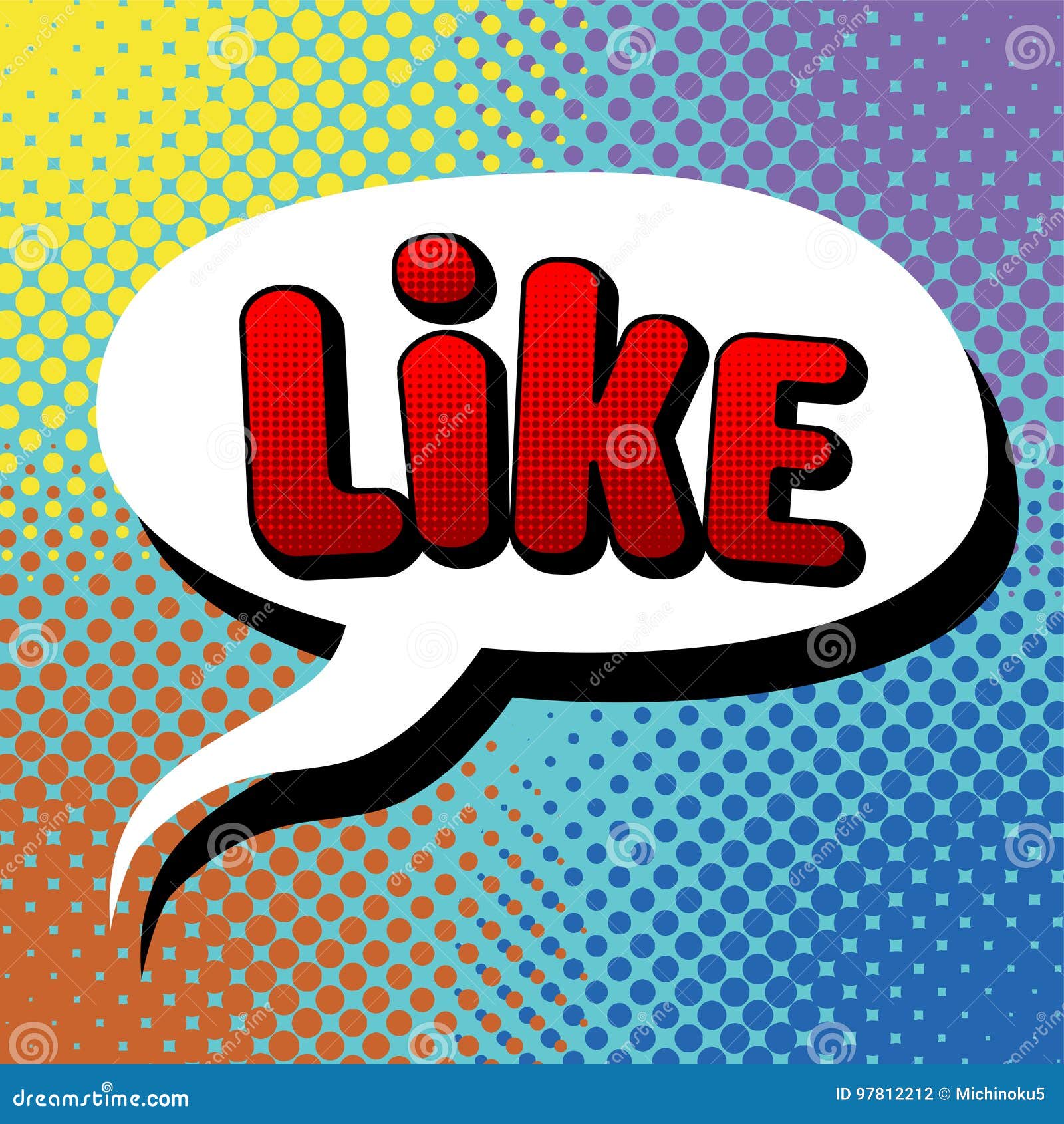 Vector Illustration in a Retro Pop Art Style. LIKE Text in a Speech ...