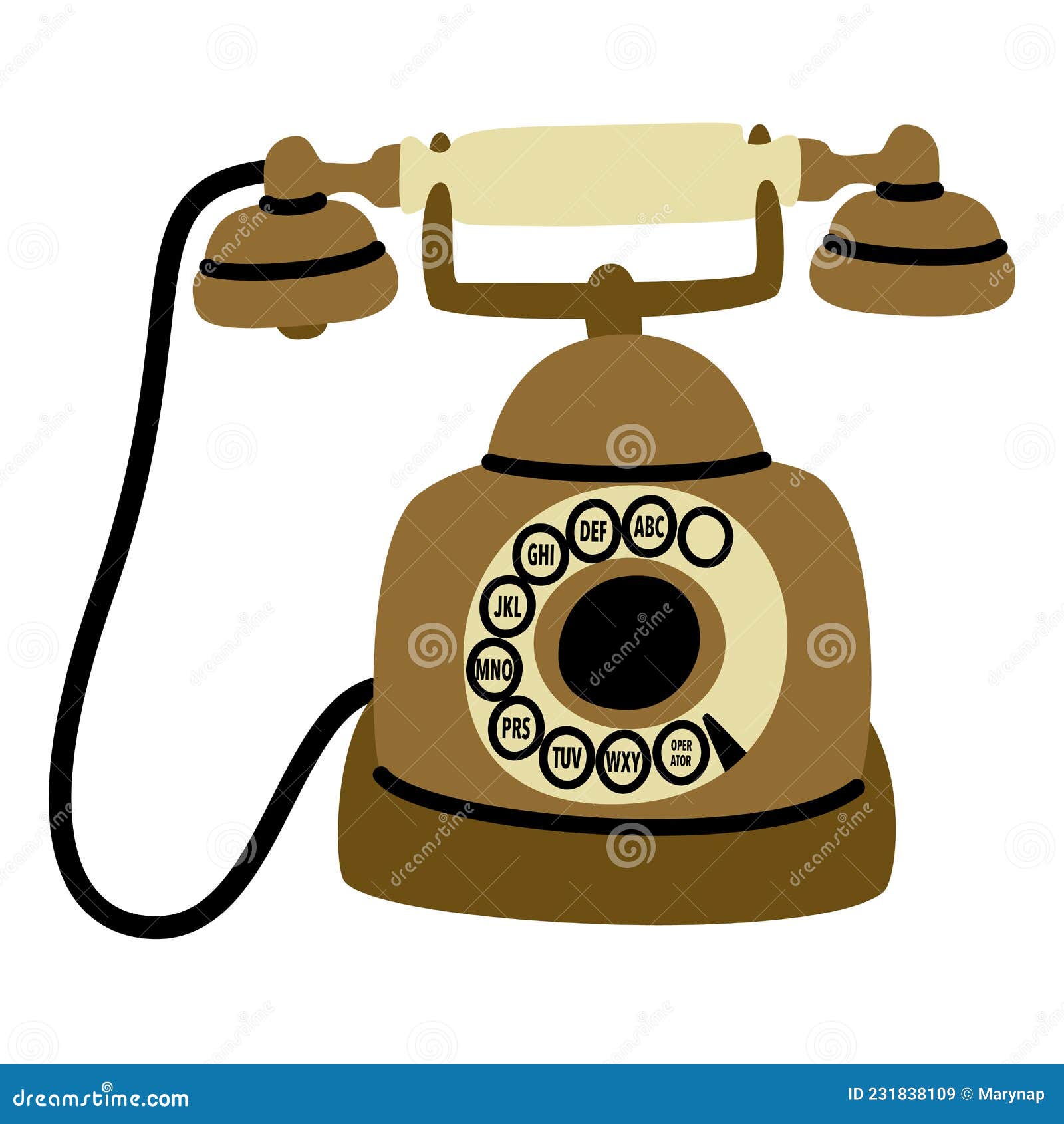 Vector Illustration with Retro Telephone Old Fashioned Design Stock ...