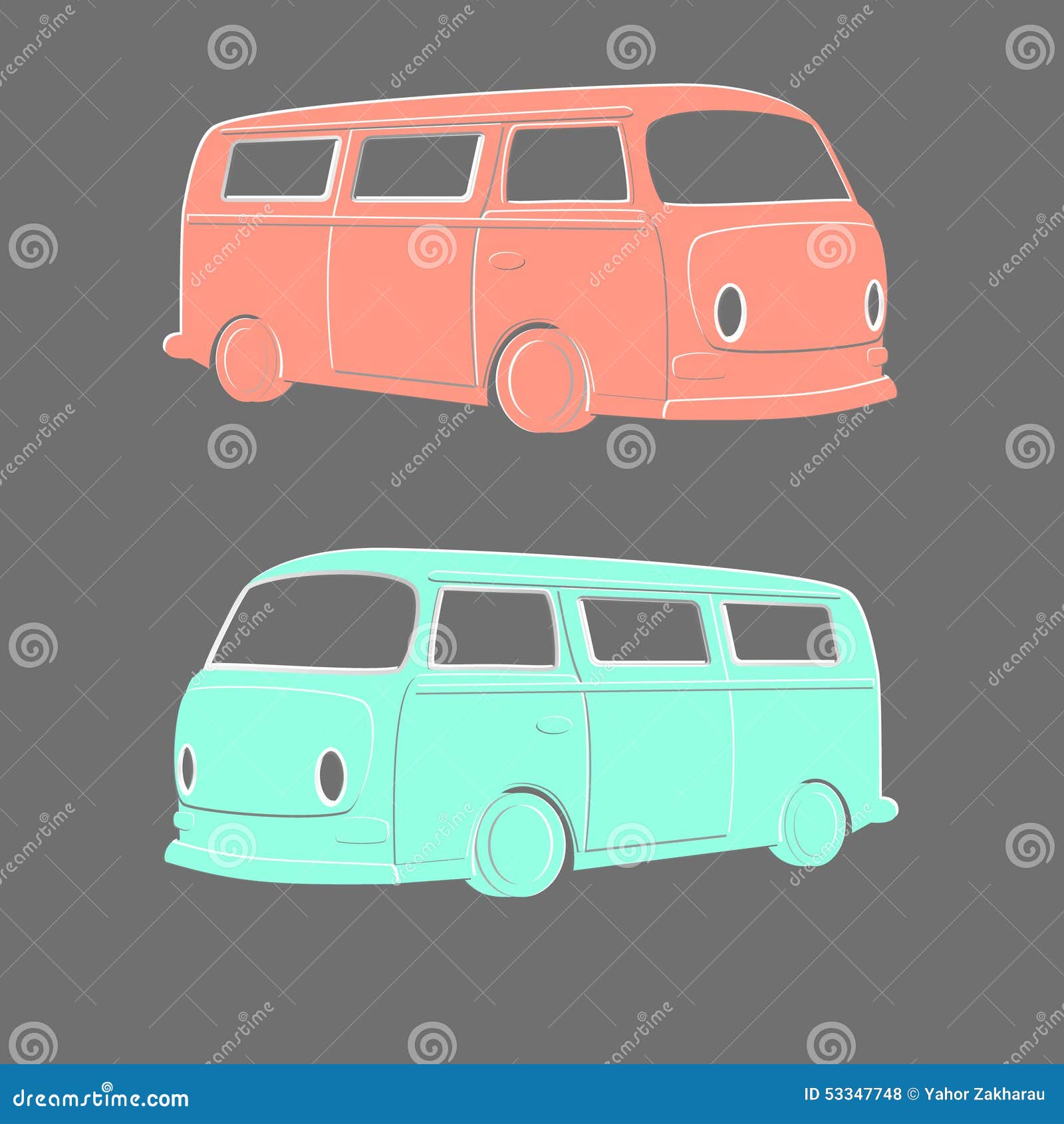 Vector Illustration of a Retro Travel Van Stock Vector - Illustration ...