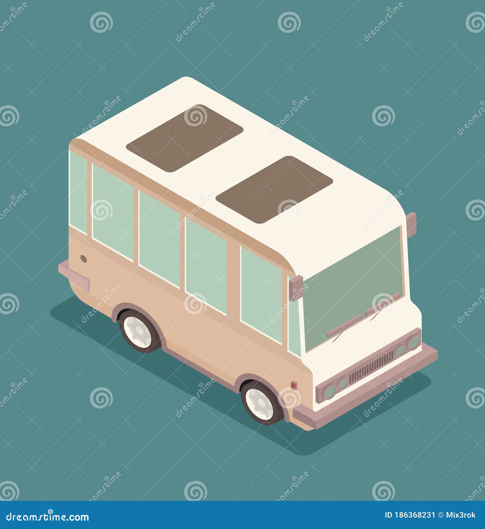 Vector Illustration of a Retro Travel Van Isometric Stock Vector ...