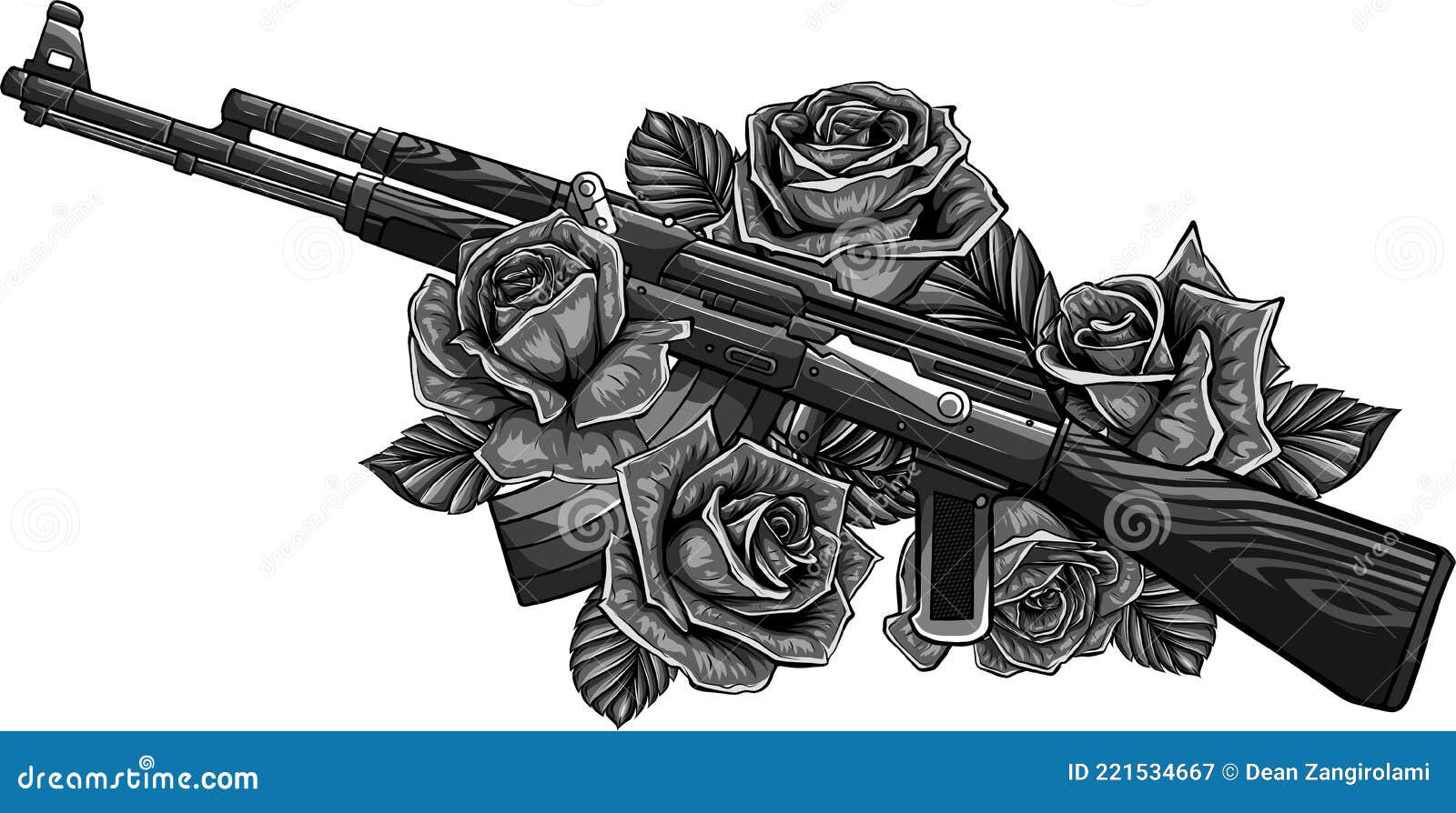 Vector Illustration of Rifle with Roses Design Stock Vector ...