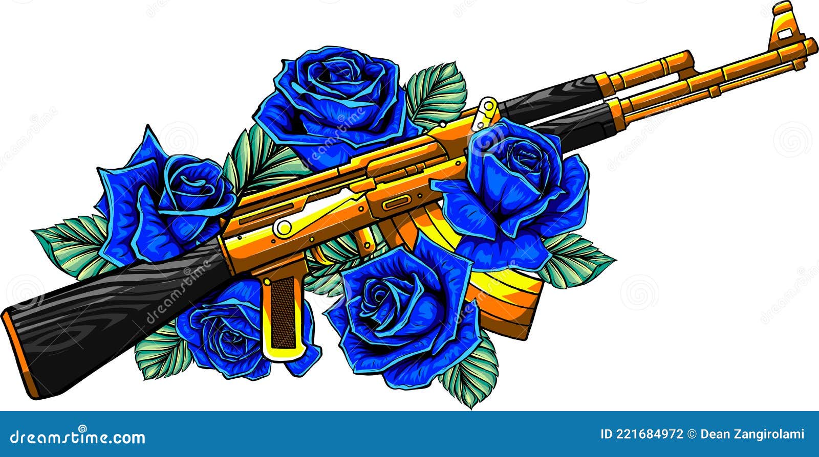 Vector Illustration of Rifle with Roses Design Stock Vector ...