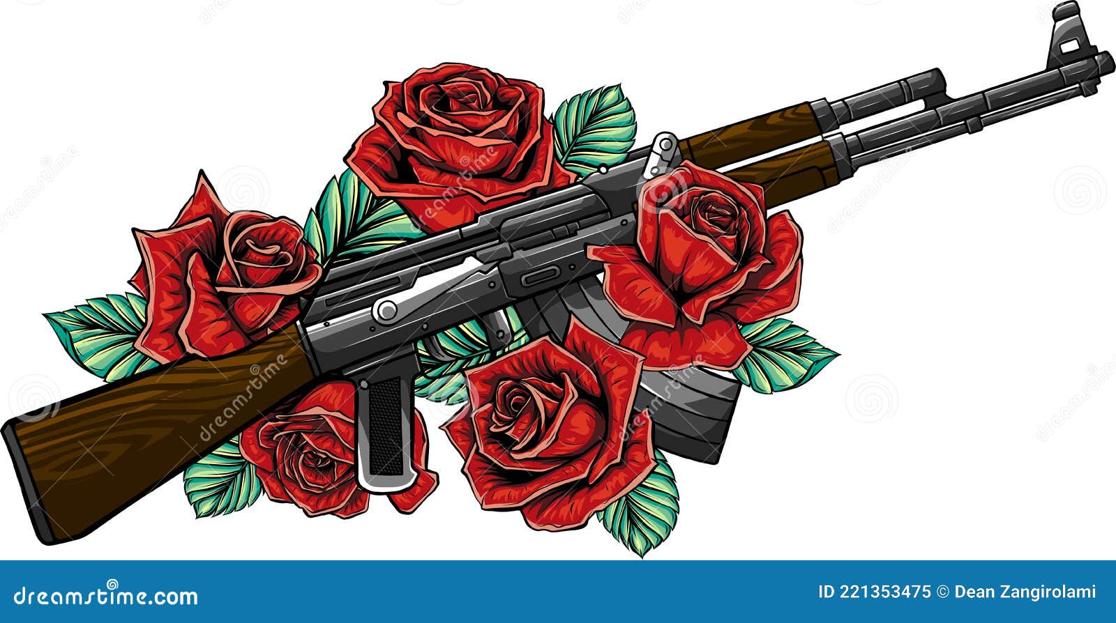 Vector Illustration of Rifle with Roses Design Stock Vector ...