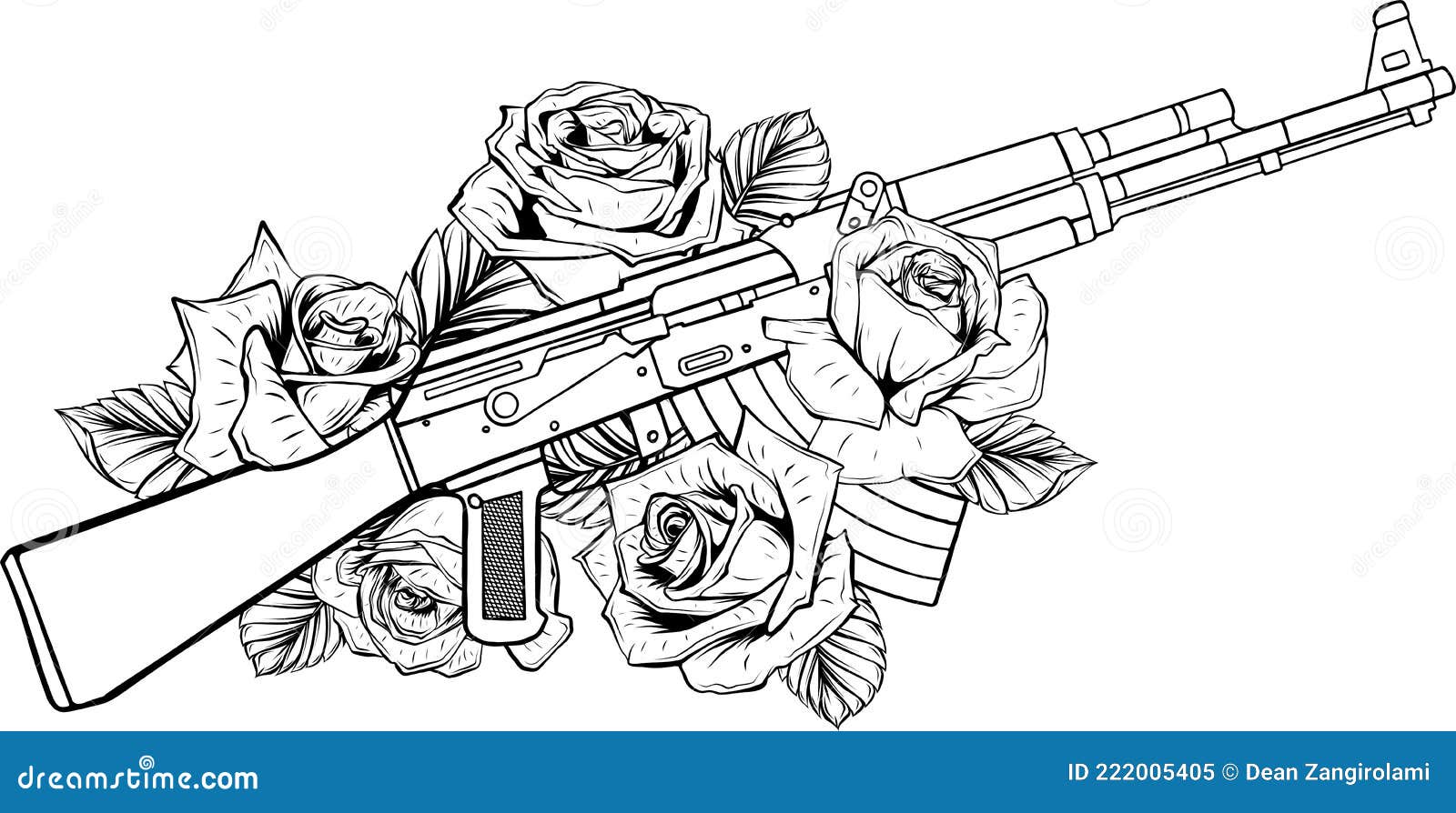 Vector Illustration of Rifle with Roses Design Stock Vector ...