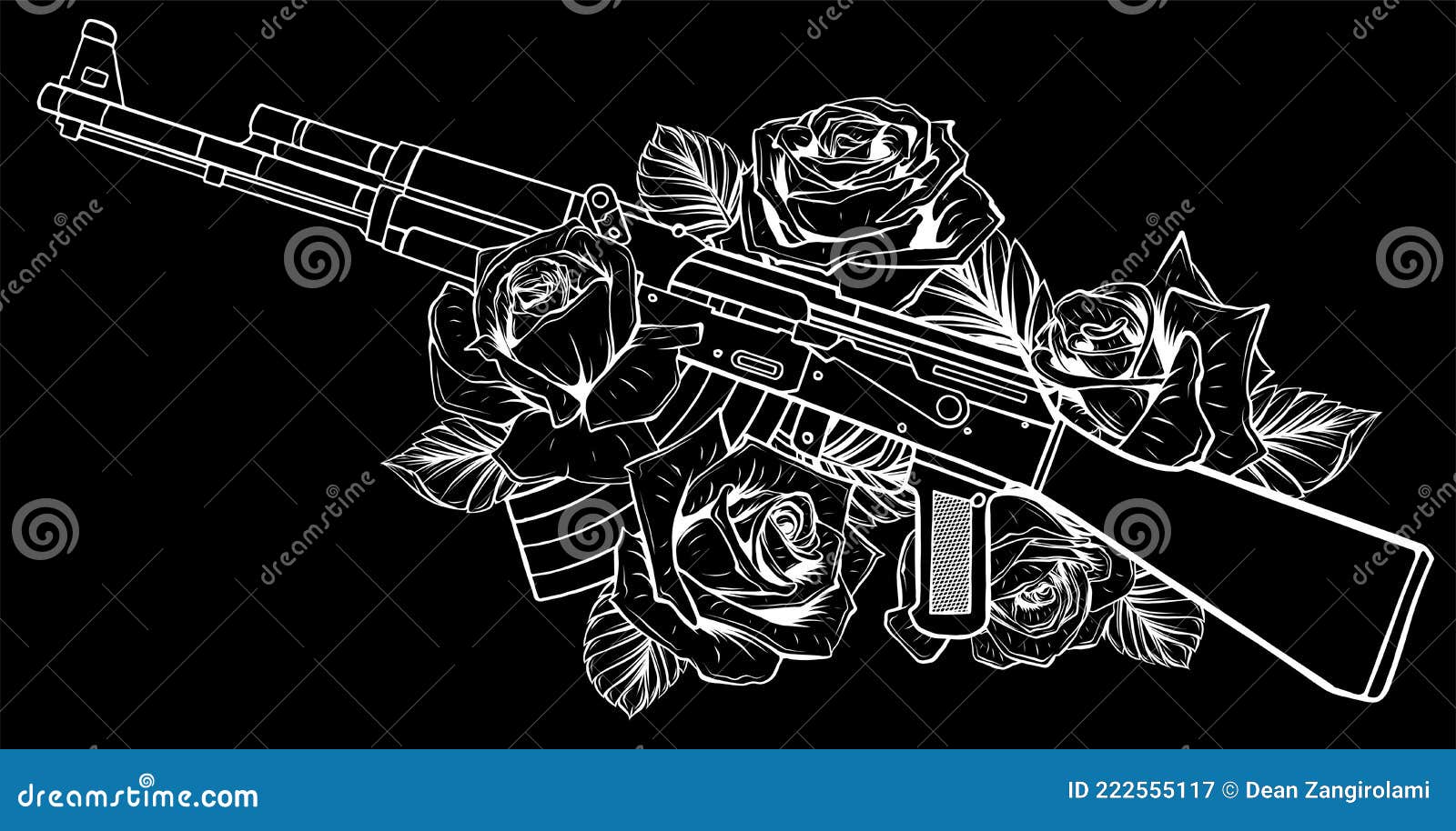 Vector Illustration of Rifle with Roses Design Stock Vector ...