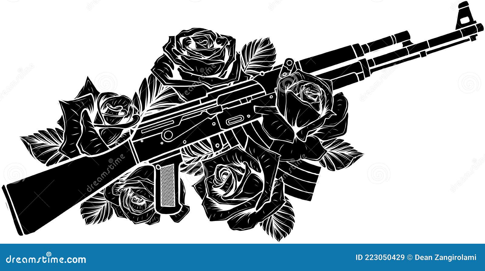 Vector Illustration of Rifle with Roses Design Stock Vector ...