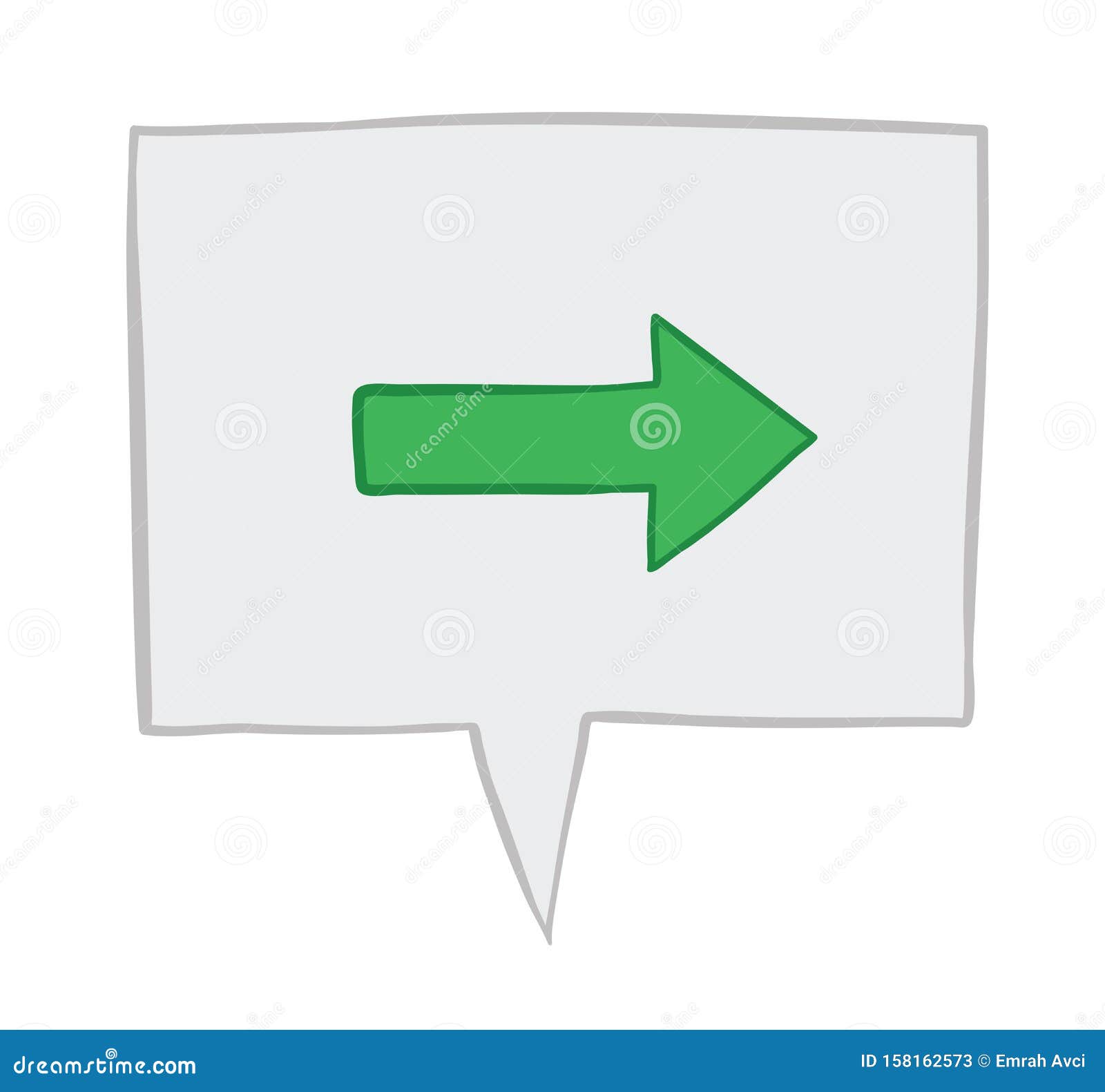 Vector Illustration Right Arrow in Speech Bubble. Hand Drawn Stock ...