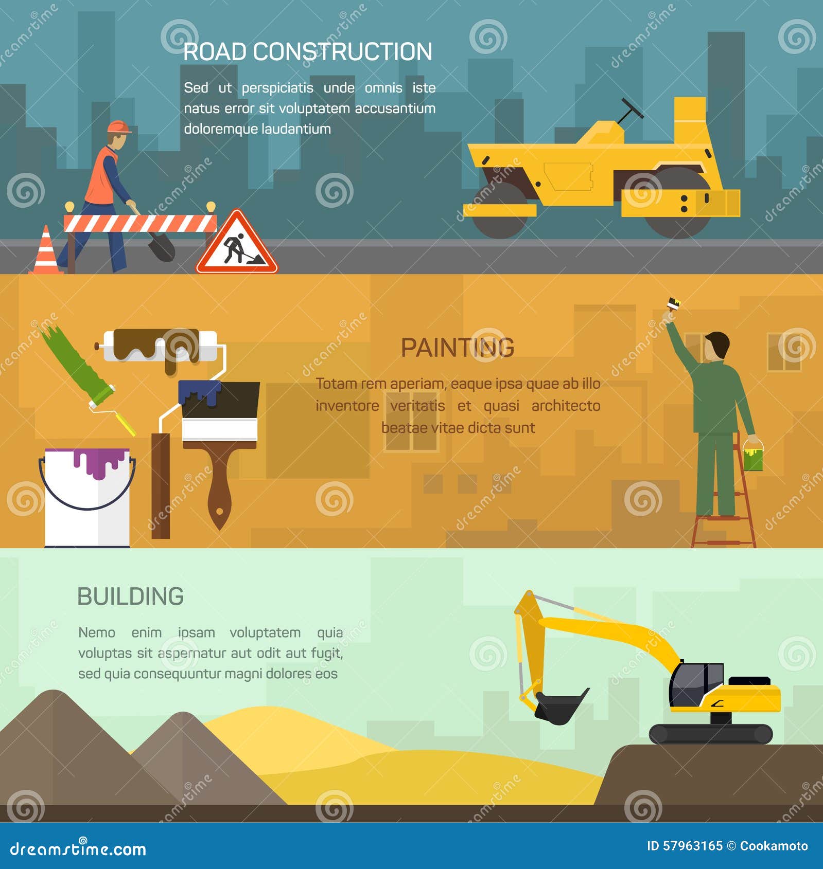 Vector Illustration of Road Construction, Painting Stock Vector ...