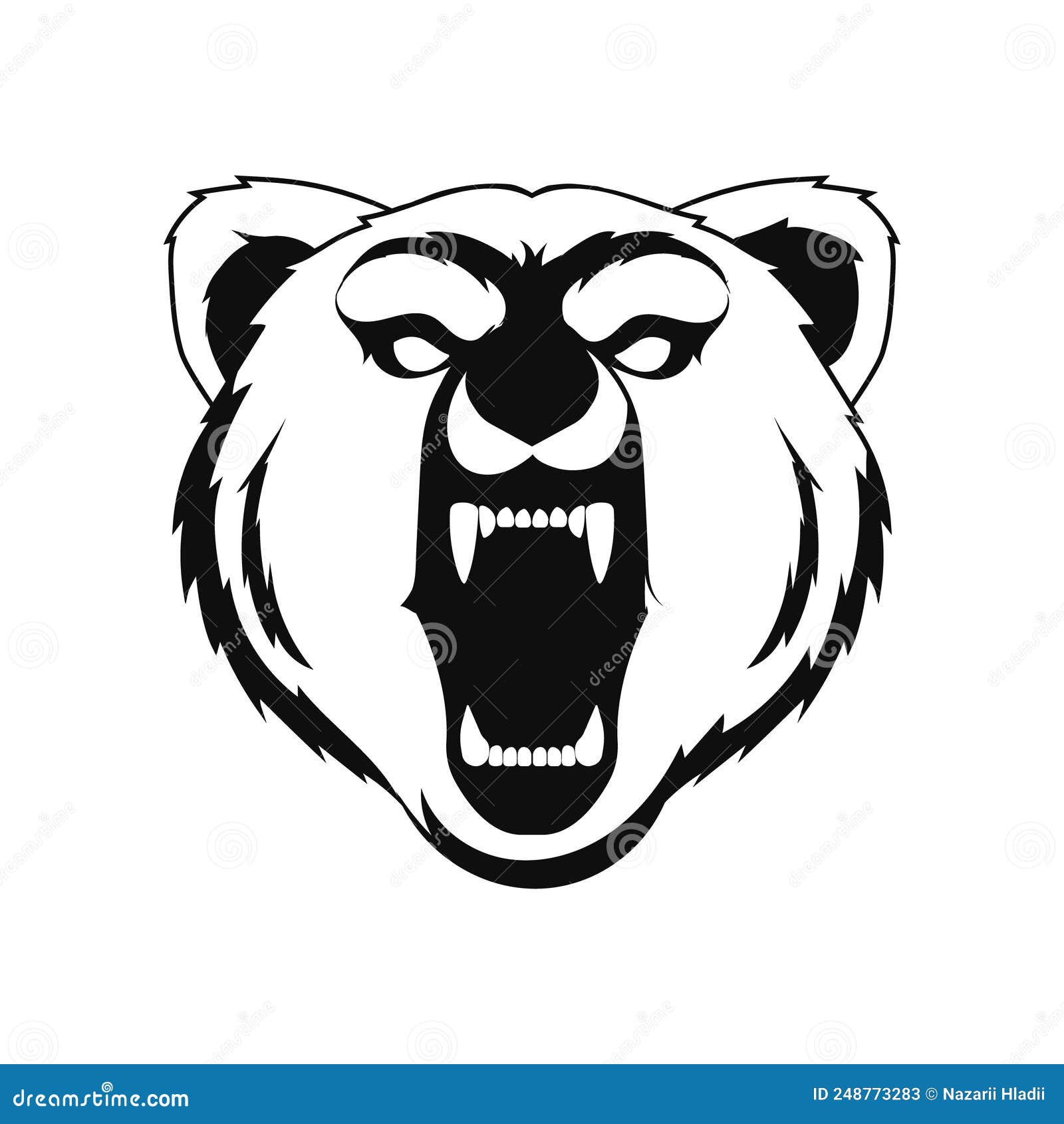 Vector Illustration of Roaring Grizzly Bear Head. Stock Vector ...