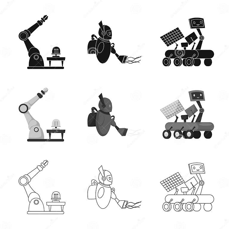 Vector Illustration Of Robot And Factory Icon Set Of Robot And Space