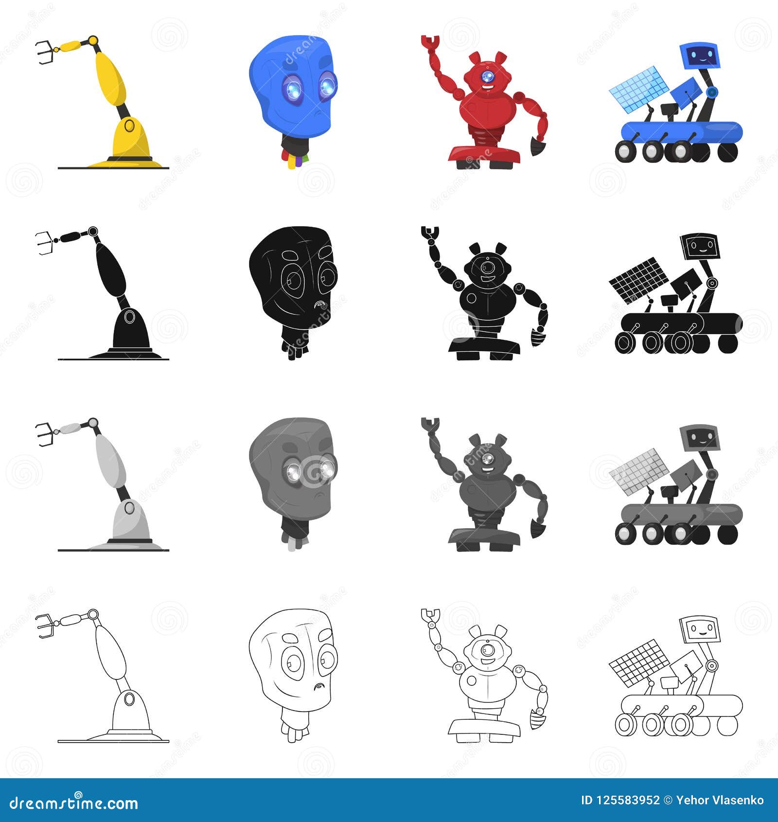 Vector Illustration Of Robot And Factory Icon Set Of Robot And Space