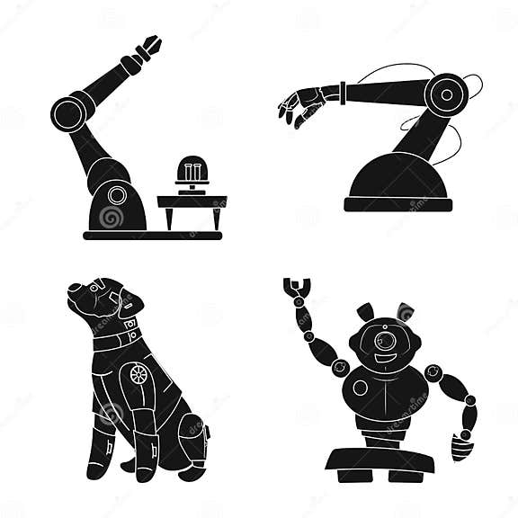 Vector Illustration Of Robot And Factory Logo Collection Of Robot And