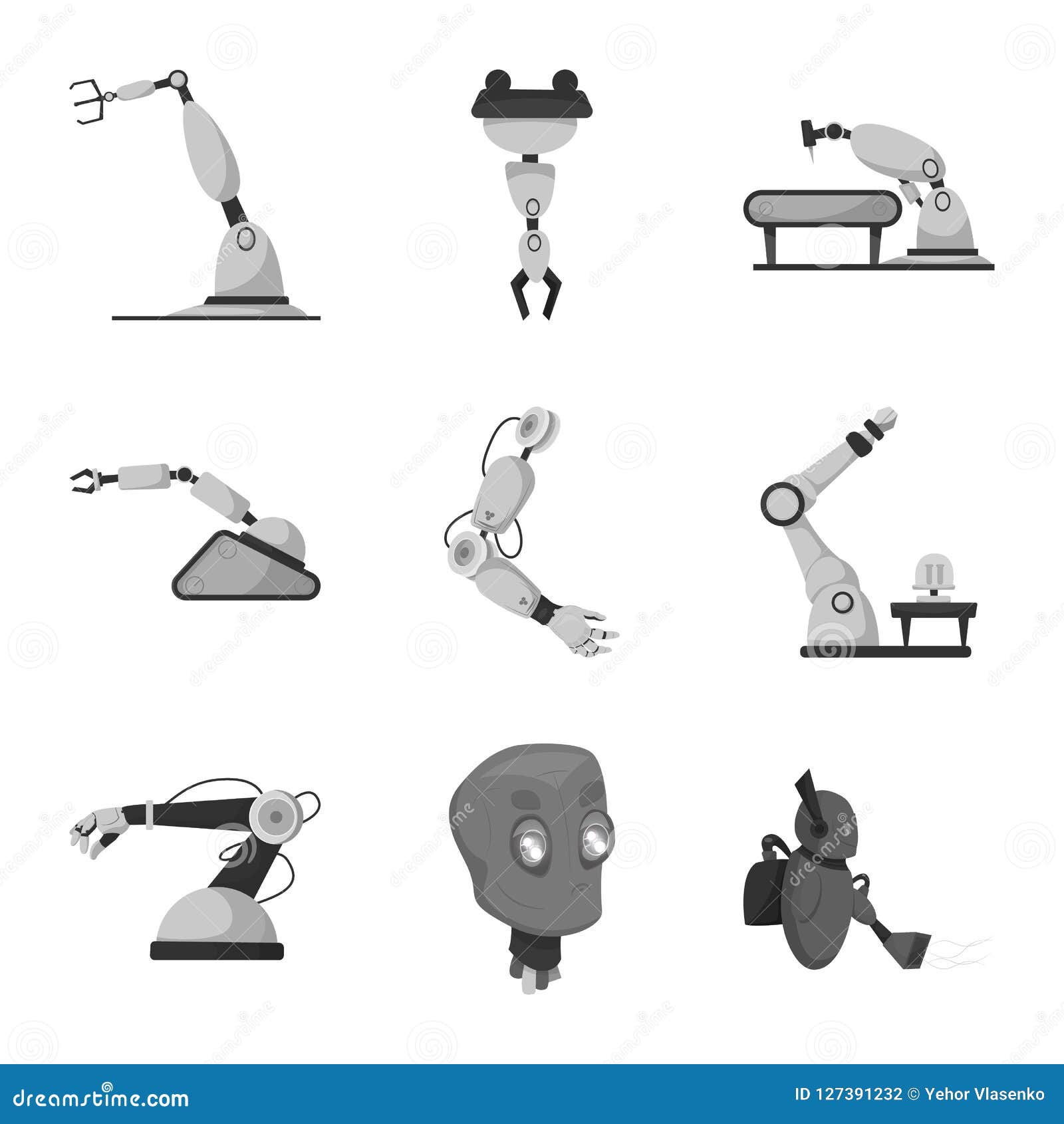 Vector Illustration Of Robot And Factory Symbol Collection Of Robot
