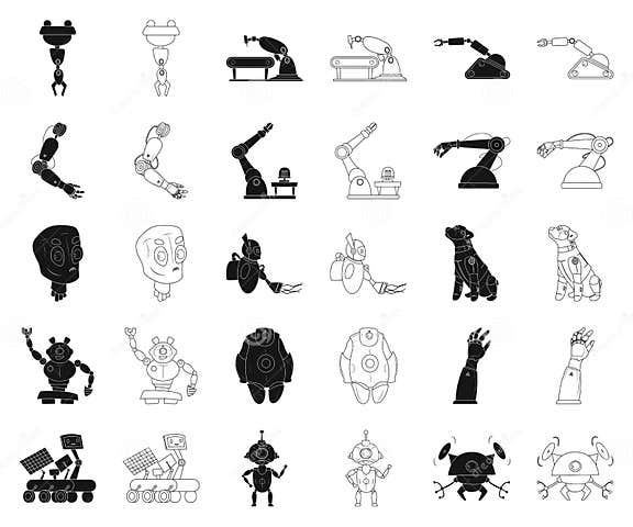 Vector Illustration Of Robot And Factory Symbol Set Of Robot And Space