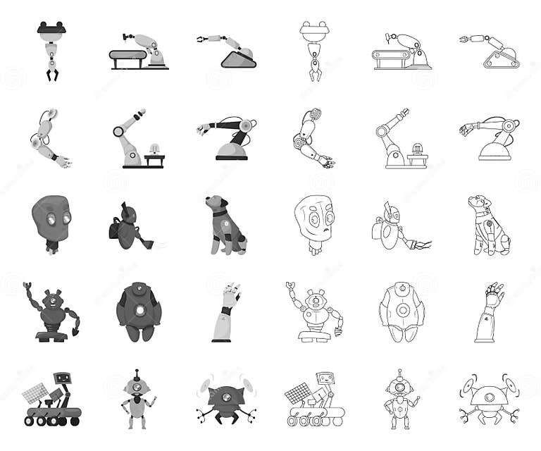 Vector Illustration Of Robot And Factory Symbol Set Of Robot And Space