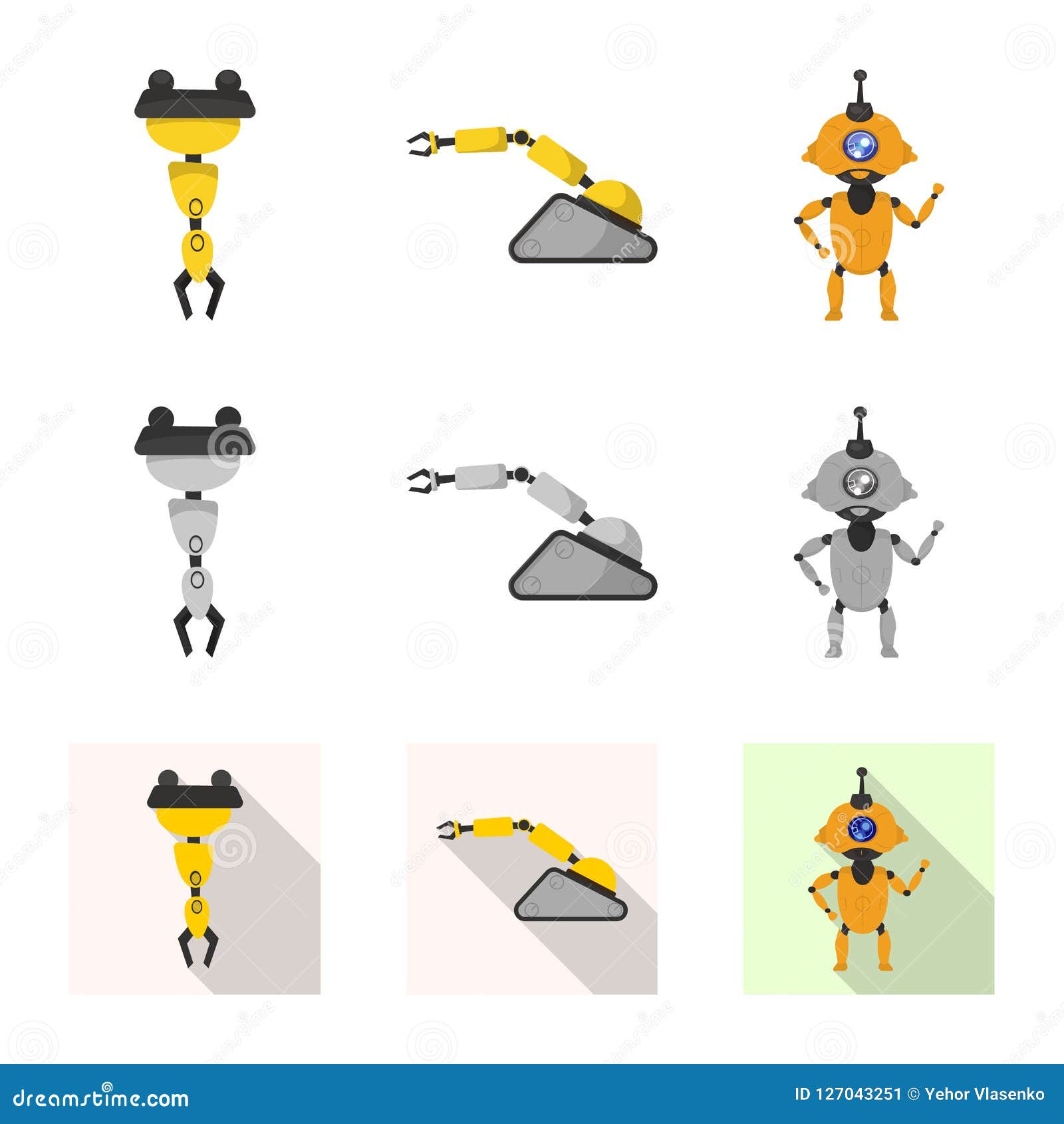 Vector Illustration Of Robot And Factory Symbol Set Of Robot And Space