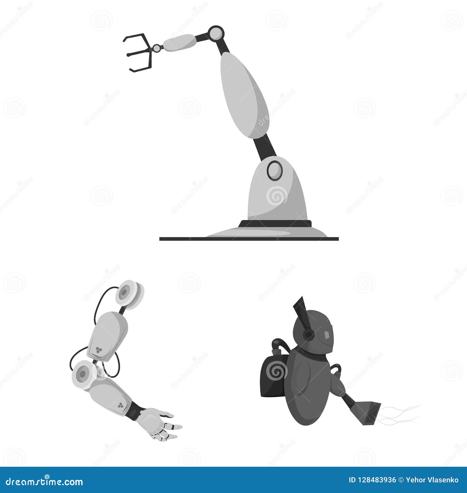 Vector Illustration Of Robot And Factory Symbol Set Of Robot And Space