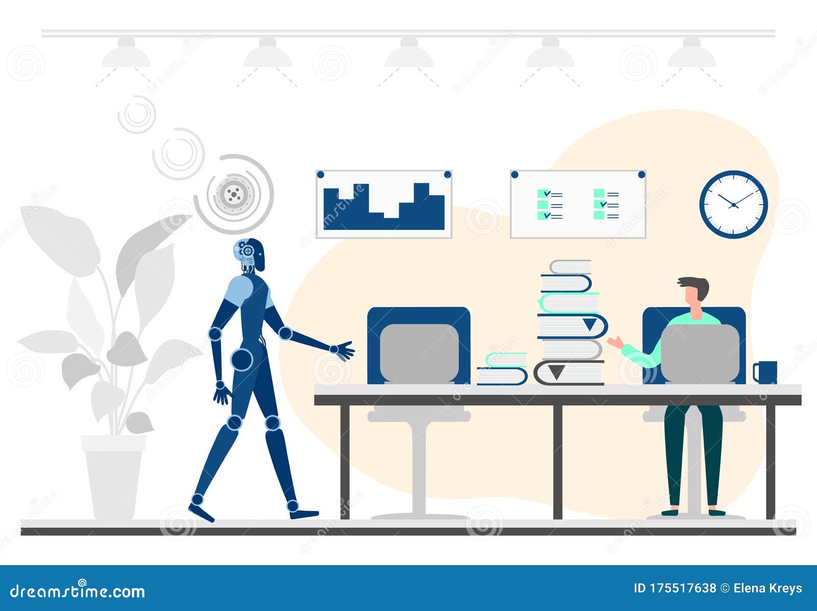 Vector Robot People Job Teamwork Partnership AI Stock Vector ...