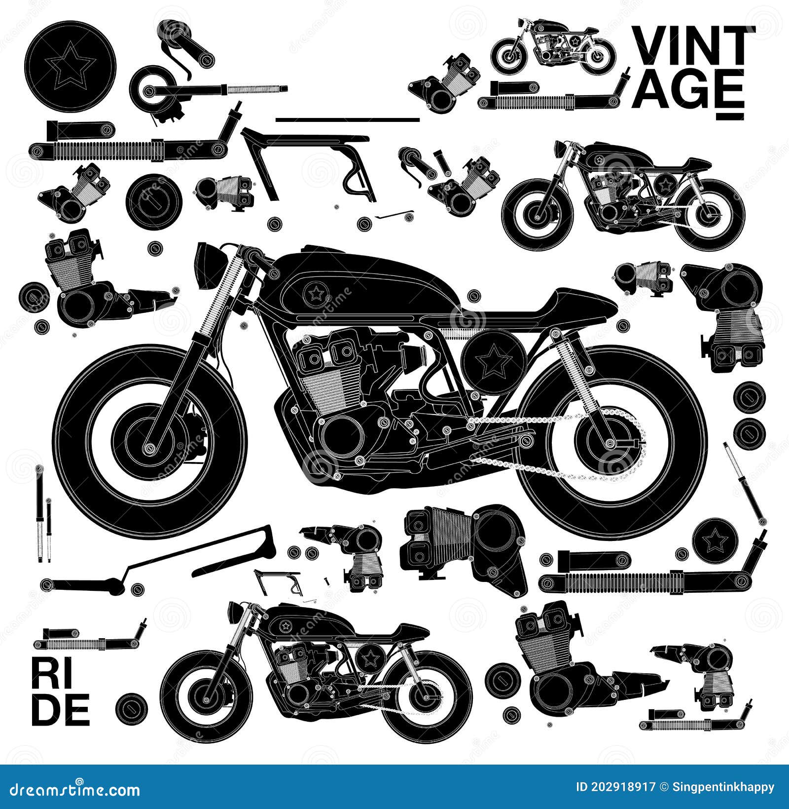 Vector Illustration Robot Motorcycle Stock Vector - Illustration of ...