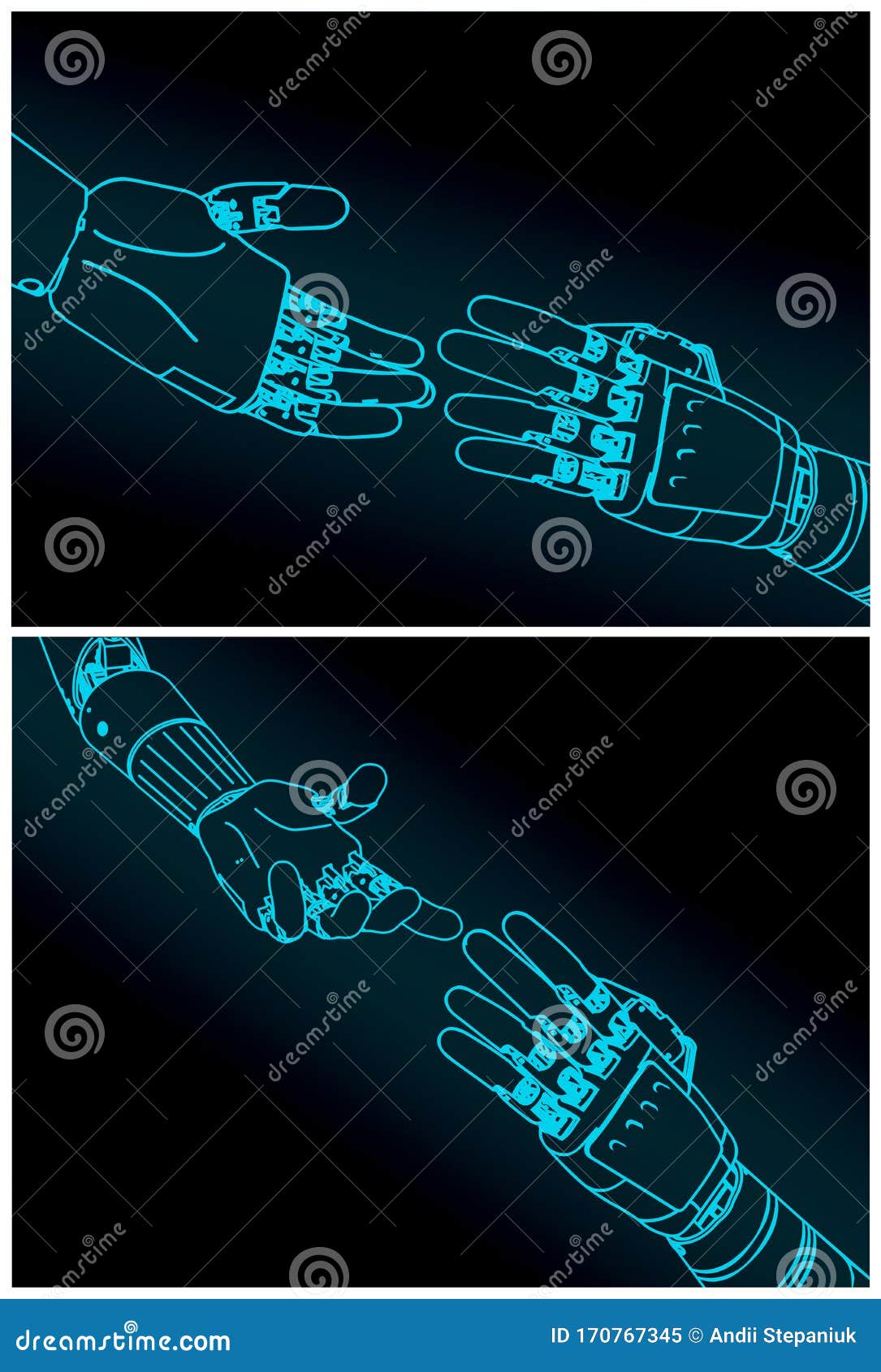 Robots helping hands stock vector. Illustration of robotics - 170767345