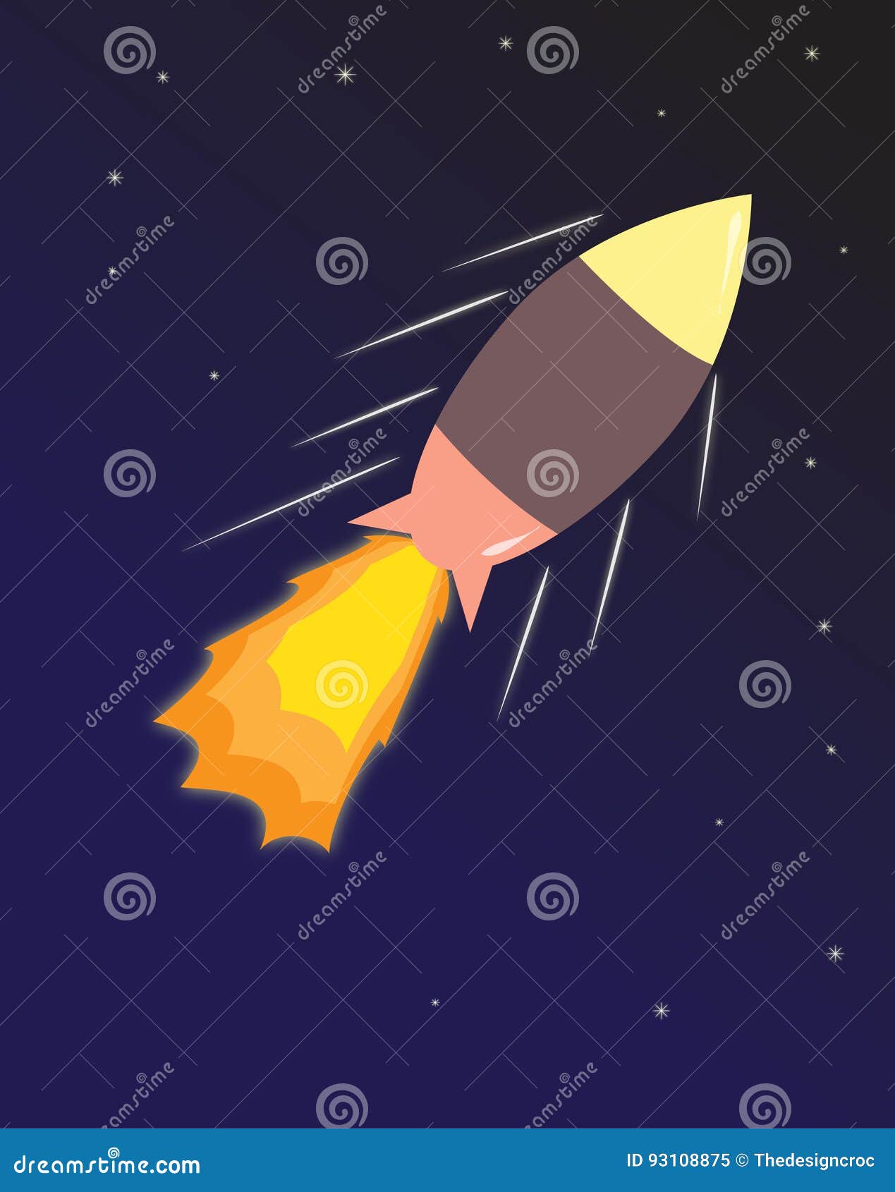 Vector Illustration Of Rocket Blasting Off Into Space | CartoonDealer ...