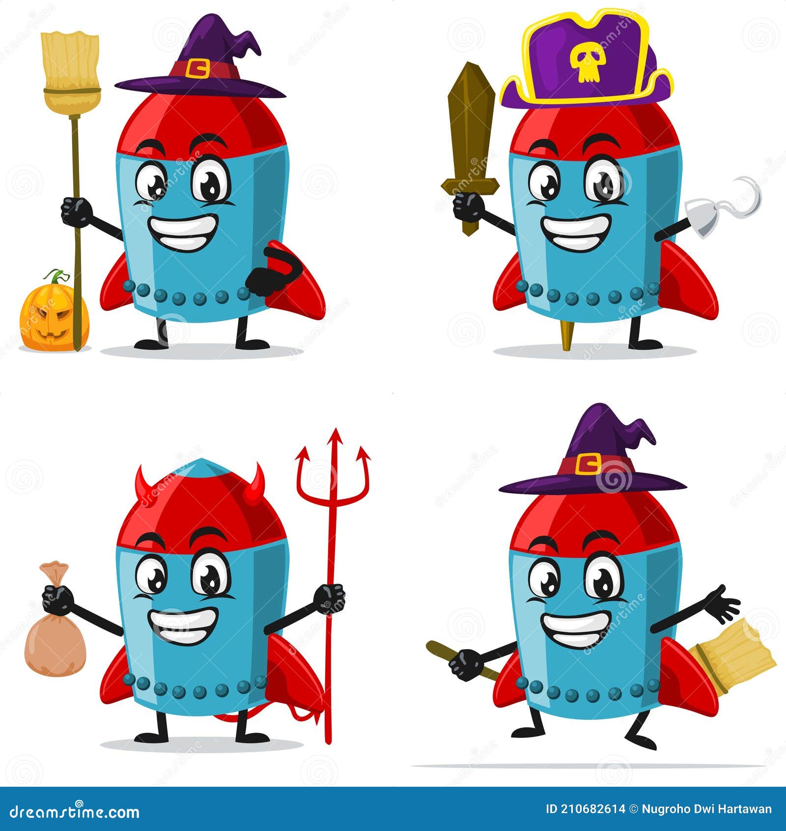 Vector Illustration of Rocket Character or Mascot Stock Vector ...