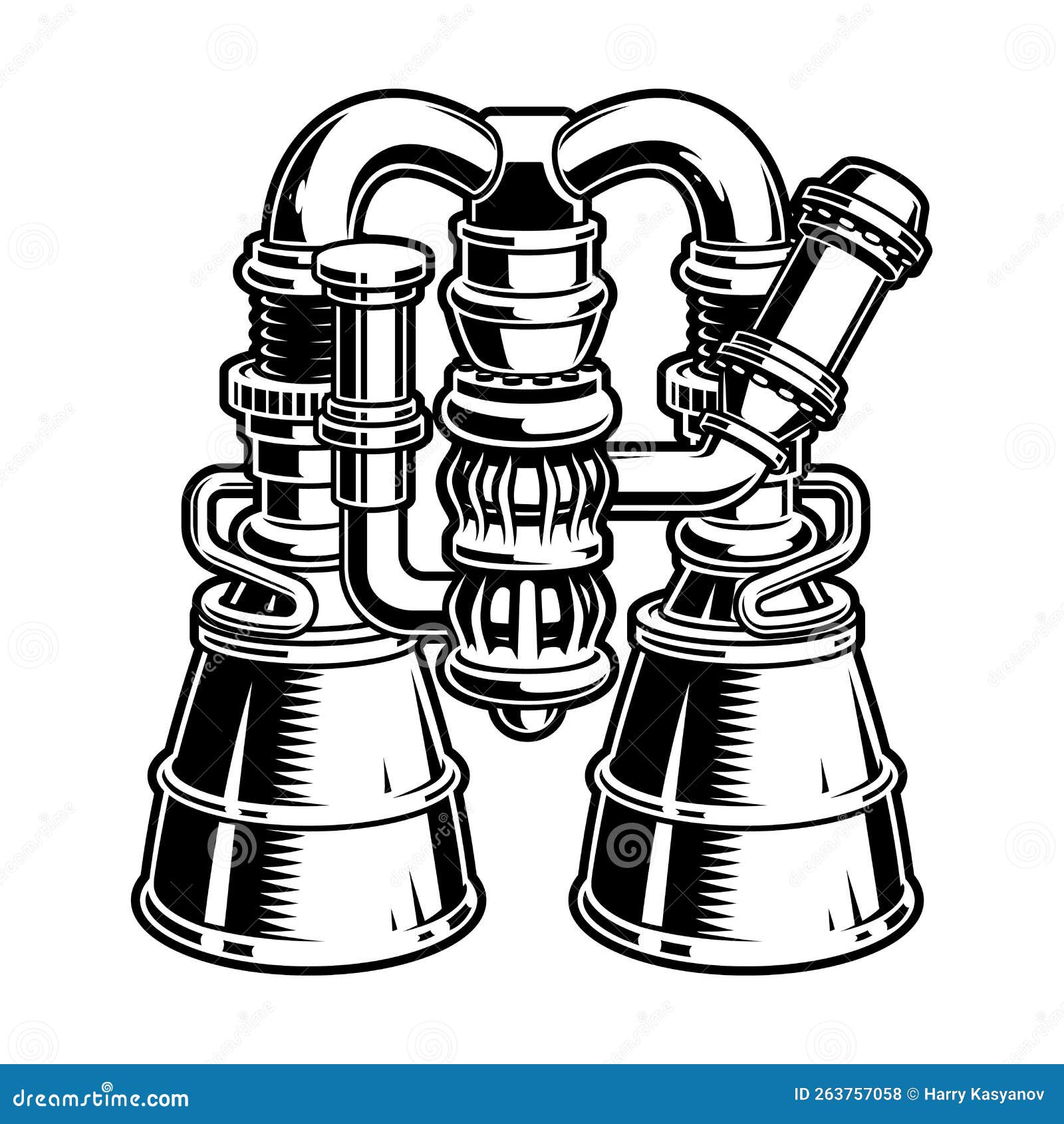 Rocket Engine Thrust Chamber Drawings Cartoon Vector | CartoonDealer ...