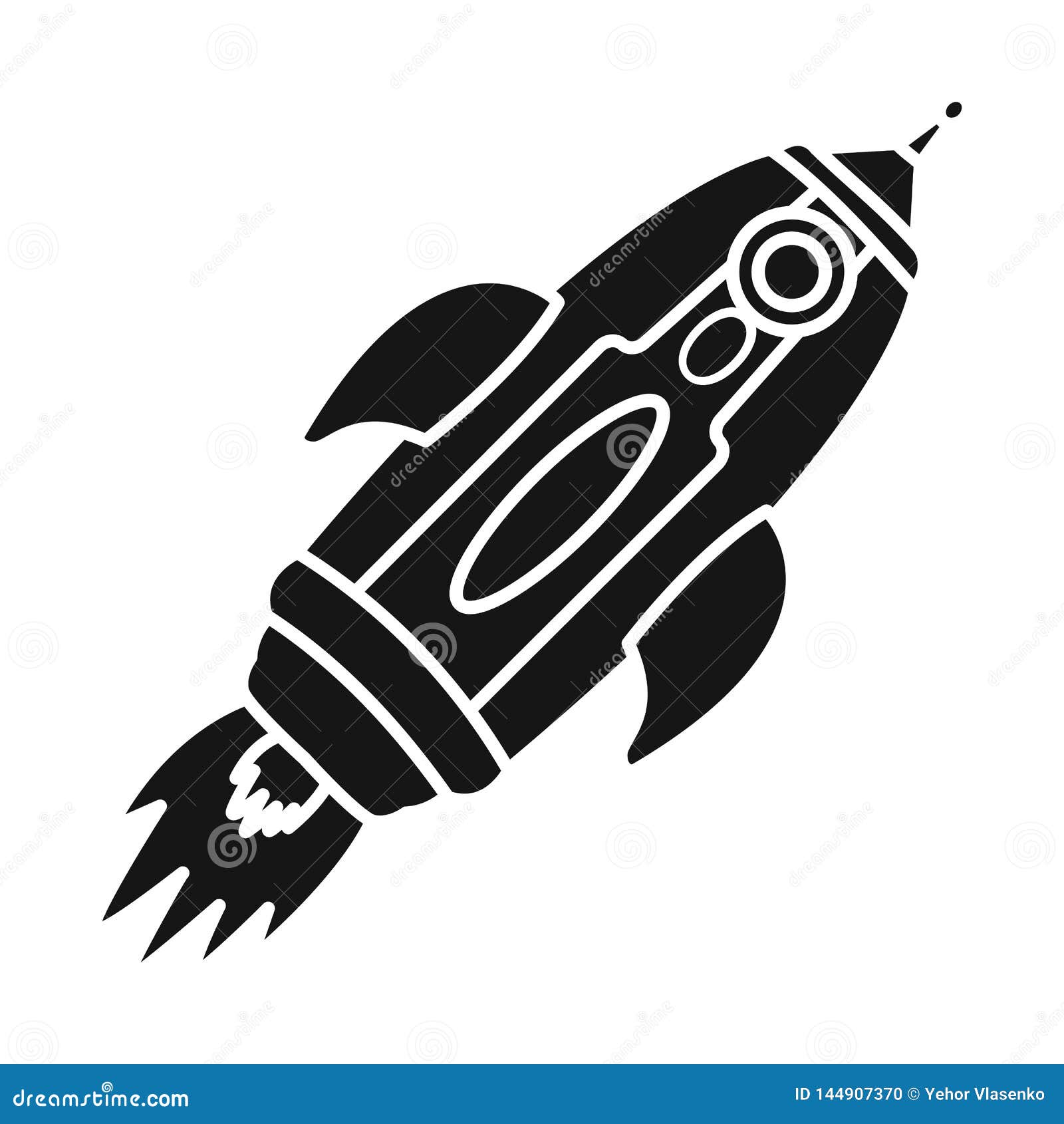 Vector Design of Rocket and Launch Sign. Collection of Rocket and ...