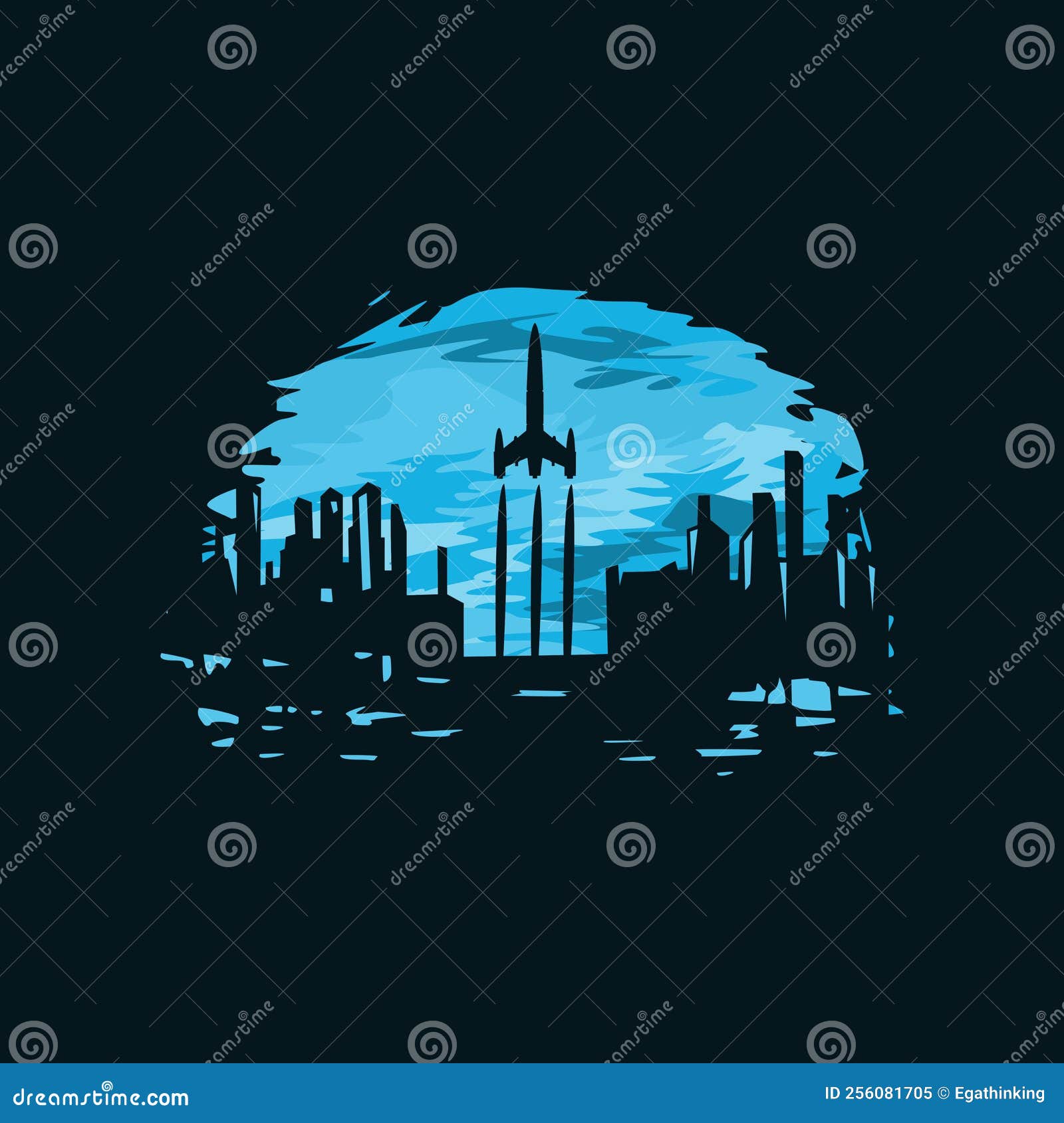 Vector Illustration of a Rocket Plane Flying into Space Stock ...