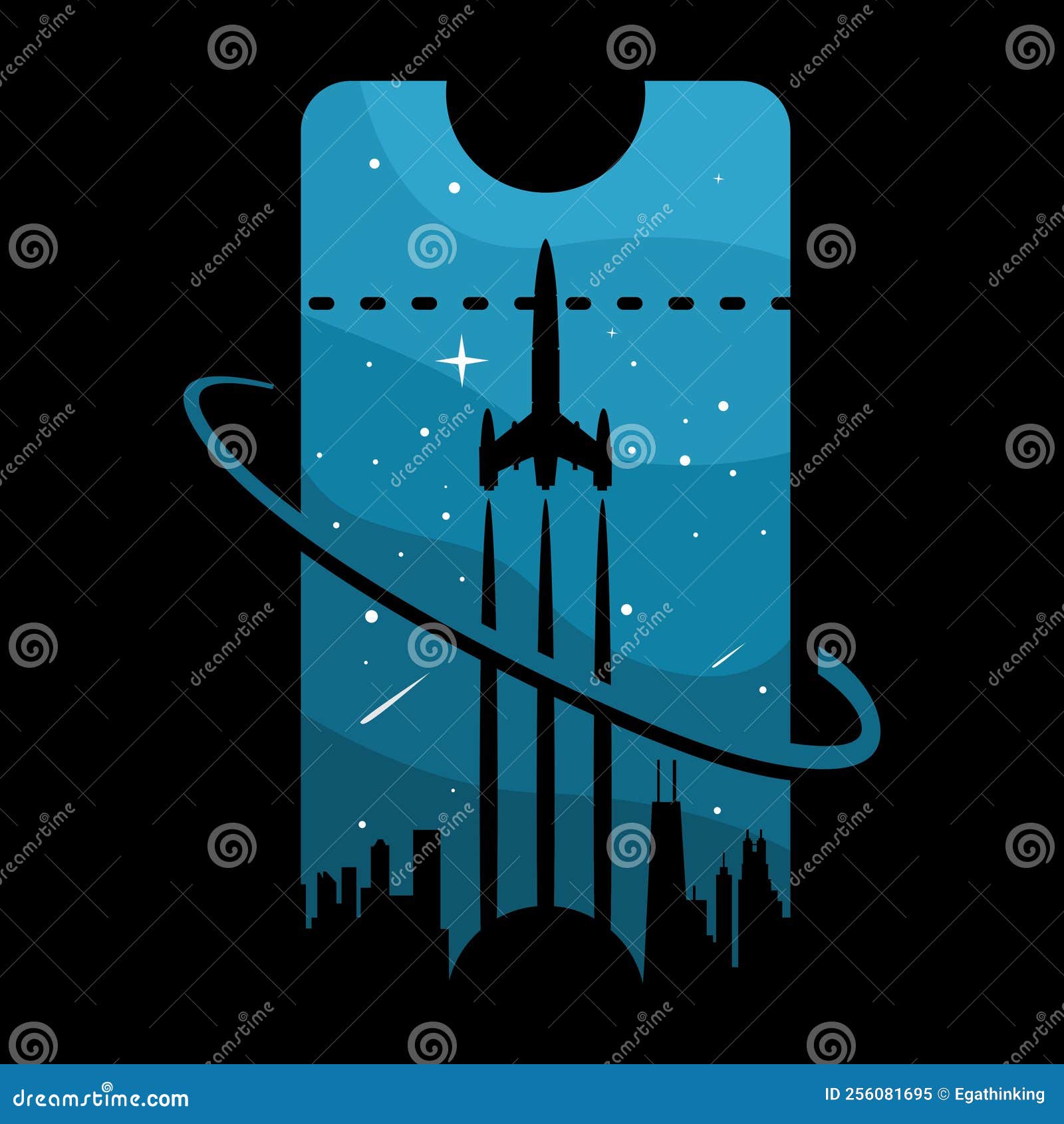 Vector Illustration of a Rocket Plane Flying into Space Stock ...