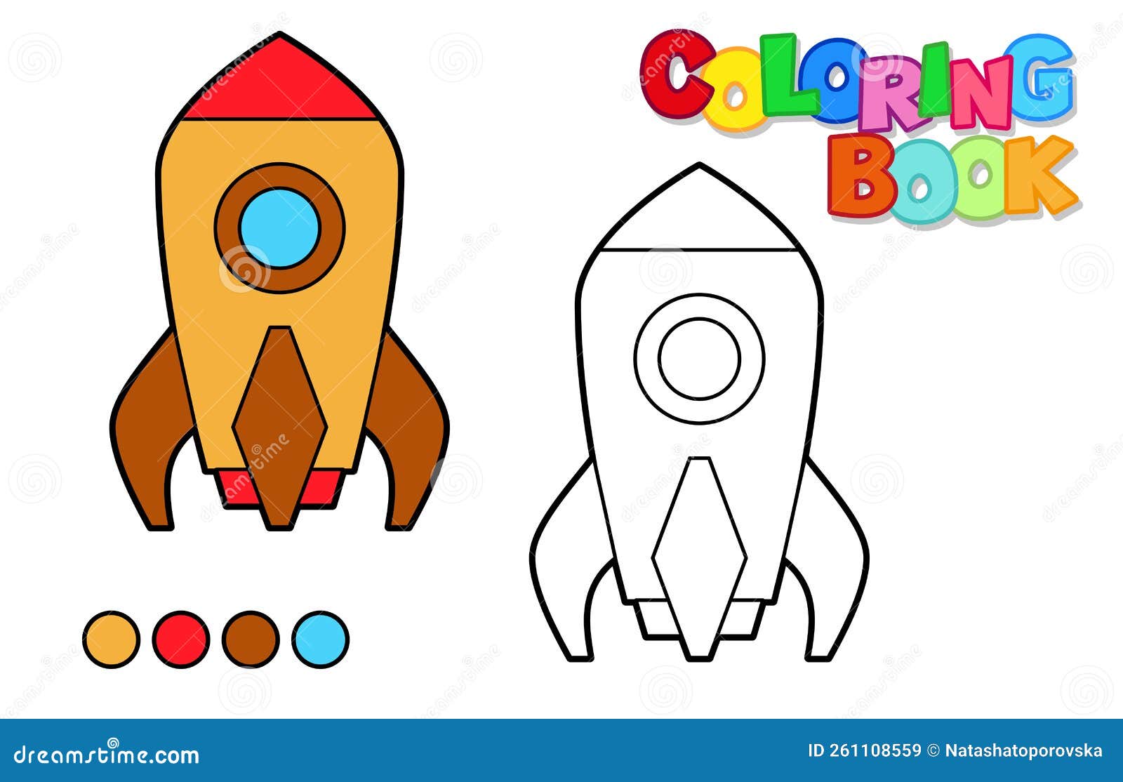 Vector Illustration Of A Rocket Ship. Coloring Book For Children ...