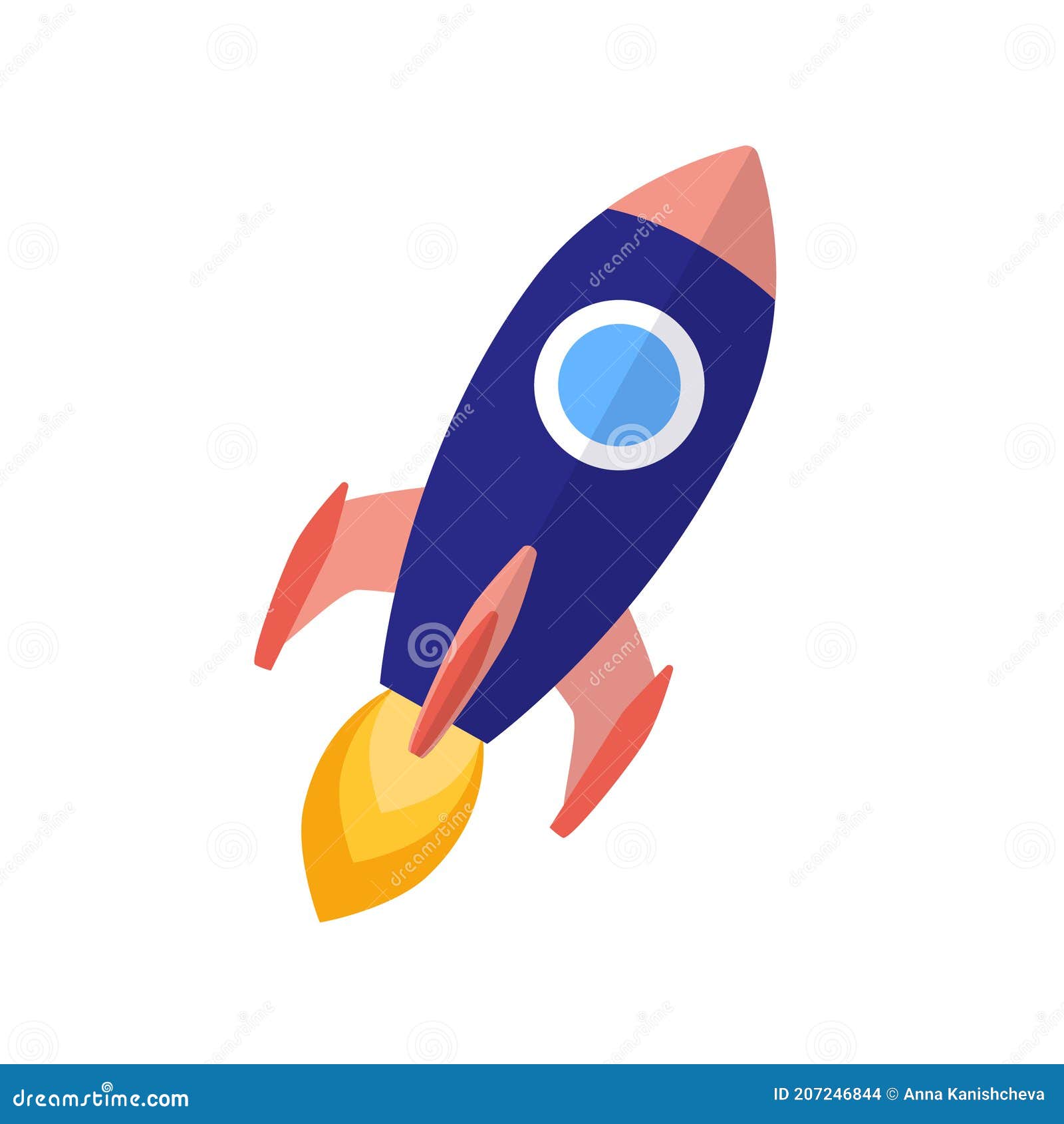 Vector Illustration of a Rocket that Takes Off. Flat Style Stock ...