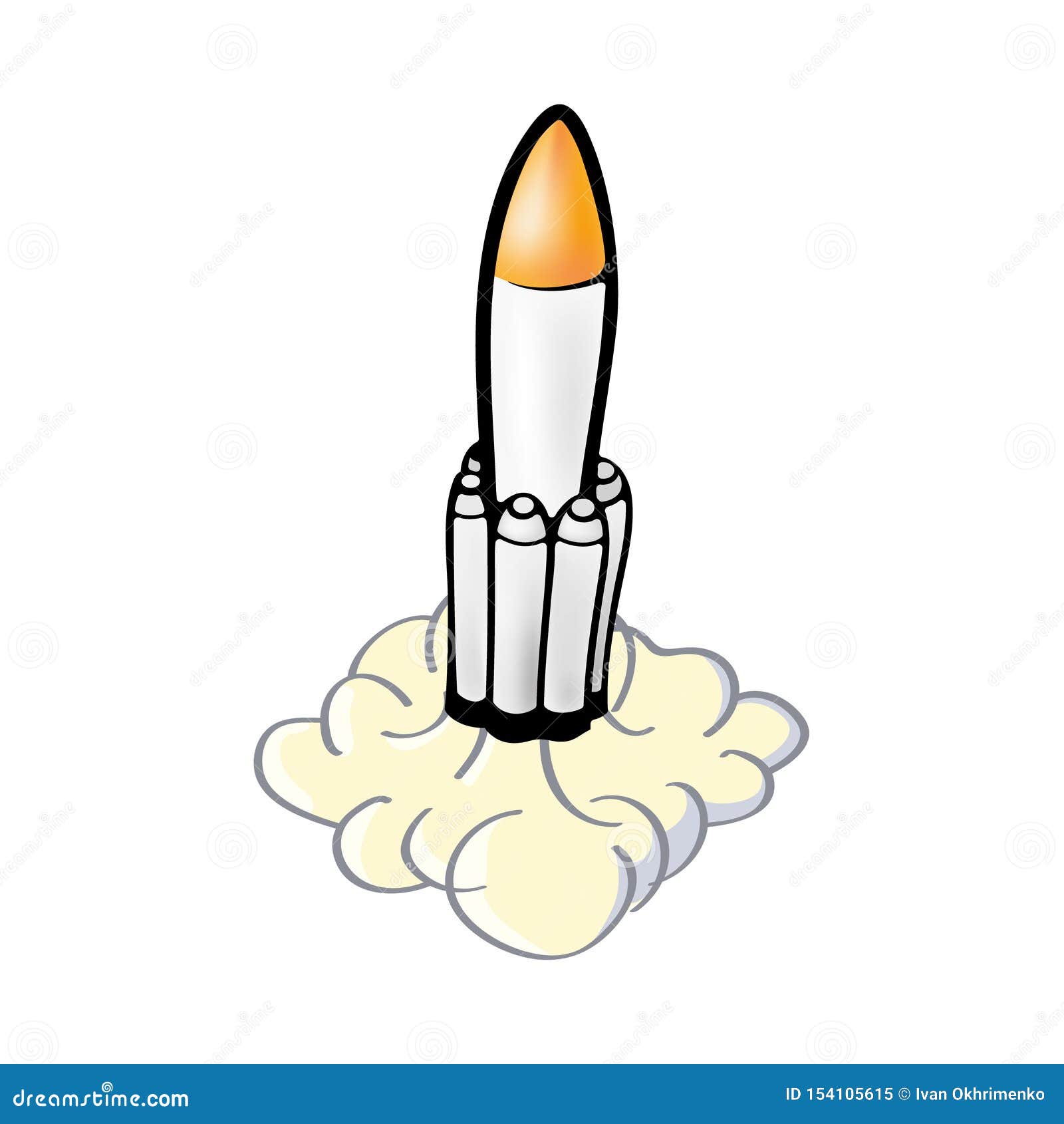 Vector Illustration of a Rocket Taking Off Isolated on White Background ...