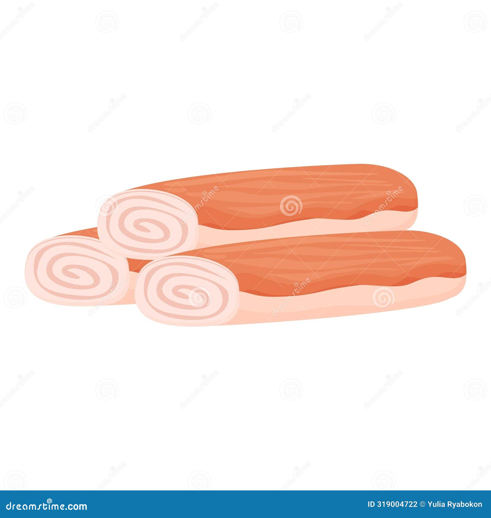 Vector Illustration of Rolled Slices of Ham Stock Vector - Illustration ...