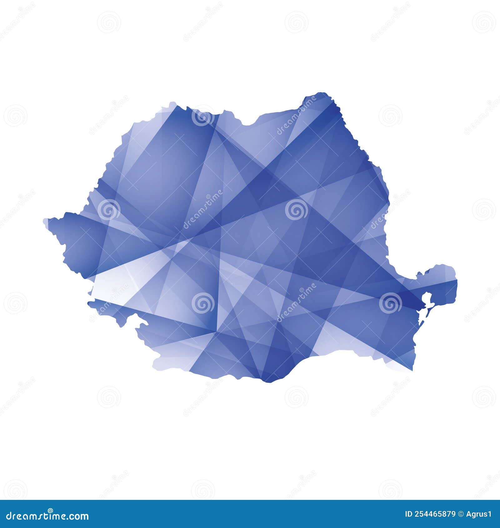 Vector Illustration of Romania Map with Blue Colored Geometric Shapes ...