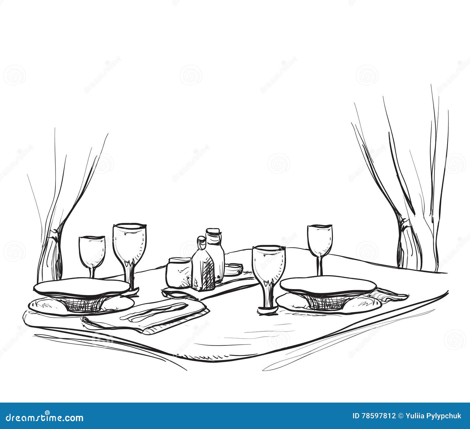 Vector Illustration of a Romantic Table for Two Stock Vector ...