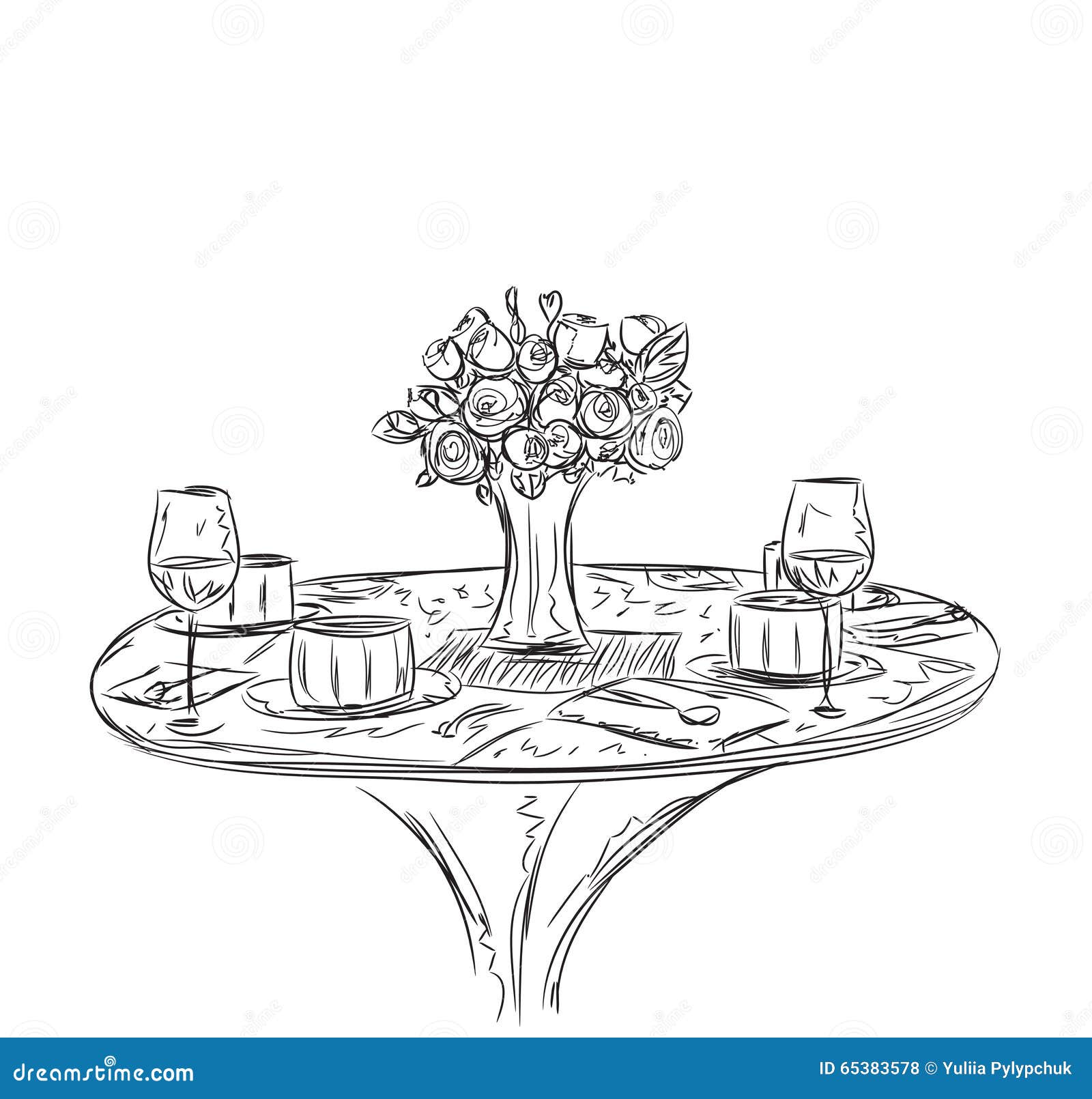 Vector Illustration of a Romantic Table for Two Stock Vector ...