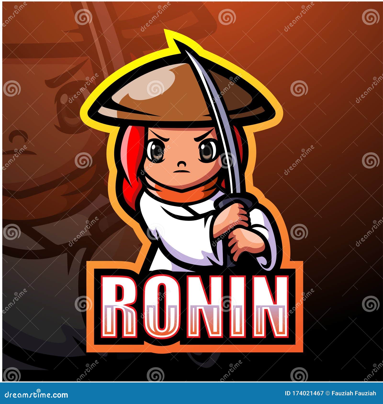 Ronin Mascot Logo Design Vector With Modern Illustration ...