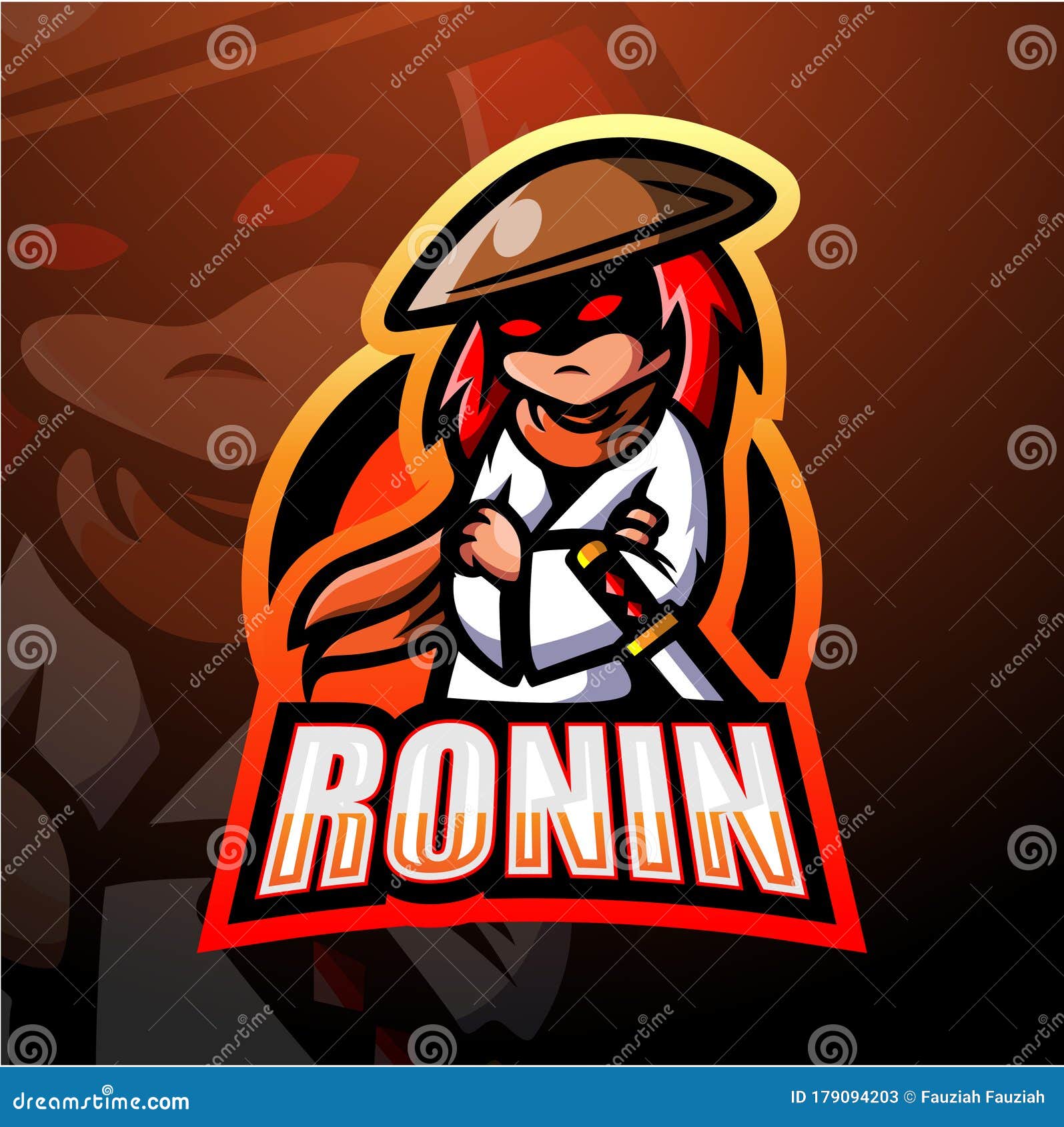 Ronin Mascot Esport Logo Design Cartoon Vector | CartoonDealer.com ...
