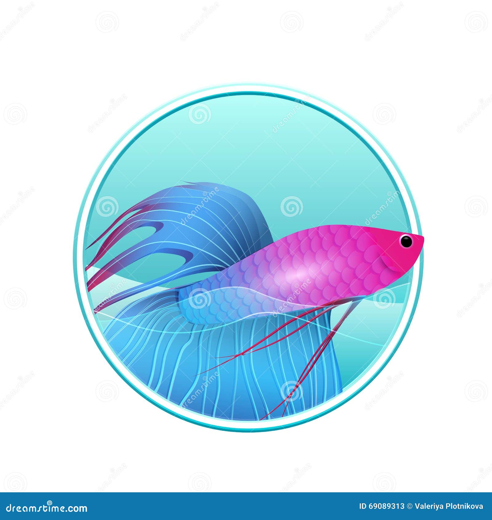 Vector Illustration of Rooster Fish and Sea in the Circle Stock ...