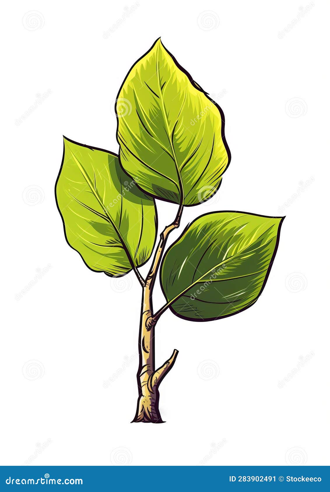 Realistic Cartoon Tree Illustration With Vibrant Green Leaves ...